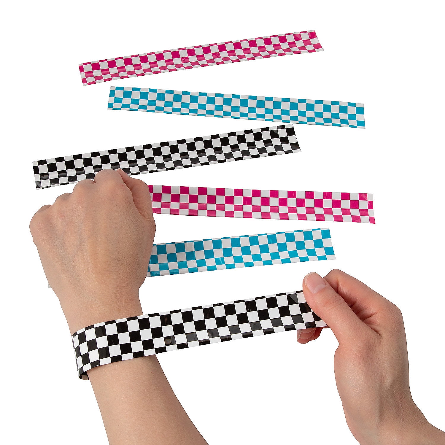 Fun Express Checkered Slap Bracelets - 12 Pc - Walmart.com