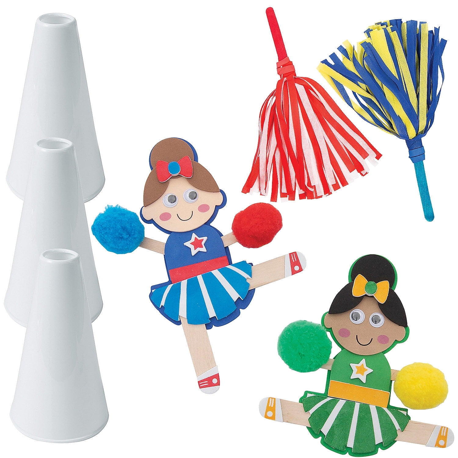 Fun Express Cheerful Cheerleader Craft Kit Assortment - Makes 36 ...