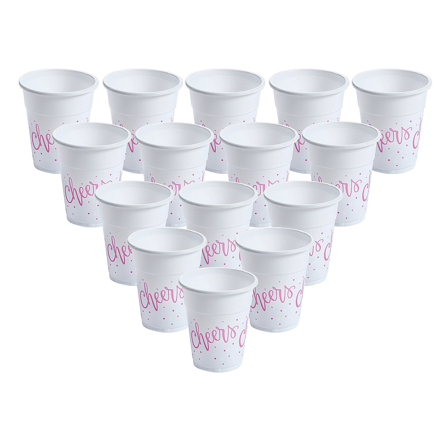 Fun Express Cheers Pink Polka Dots Disposable Plastic Cups, Mega Bulk ...
