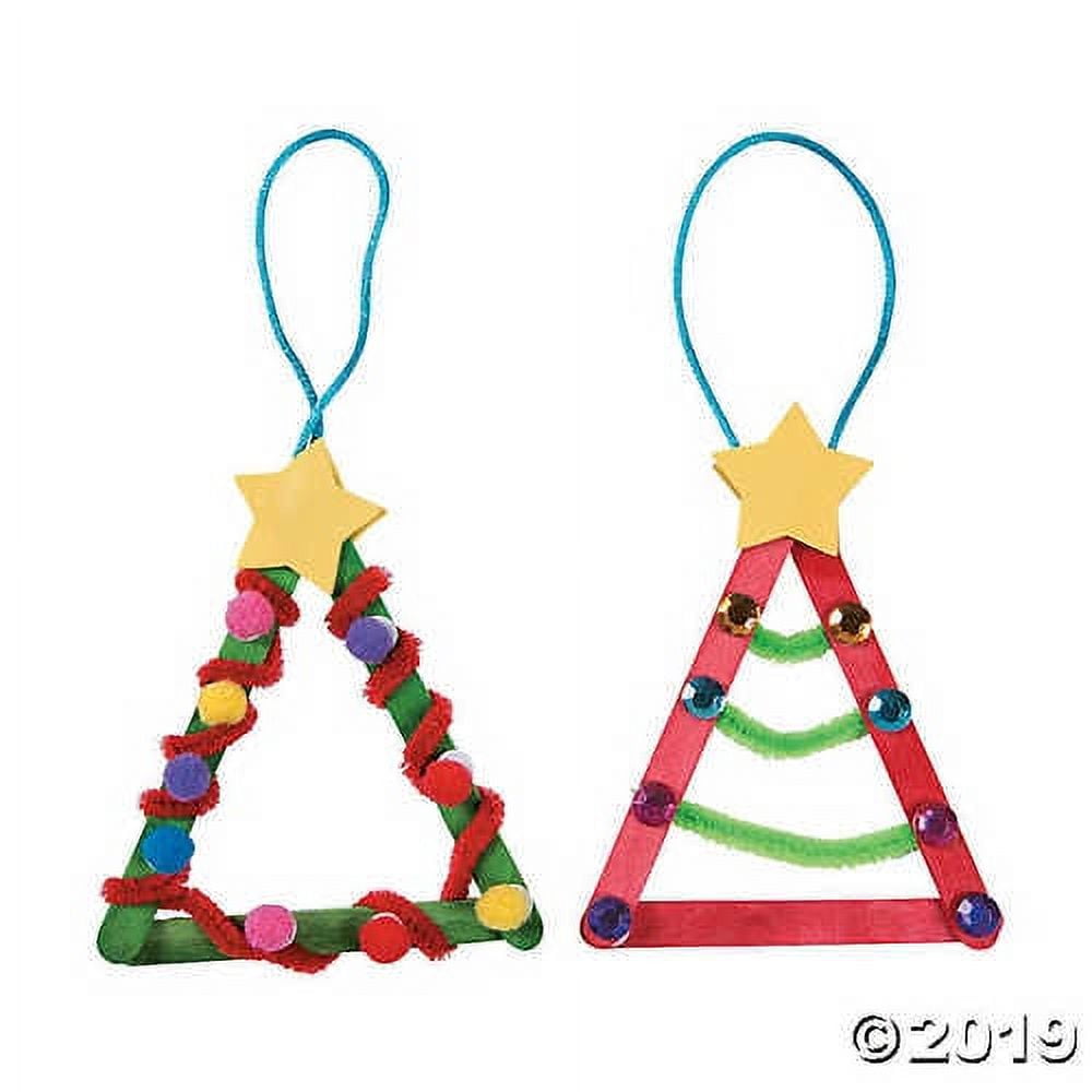 Fun Express Christmas Tree Craft Stick Ornament Craft Kit, 12 Pieces ...