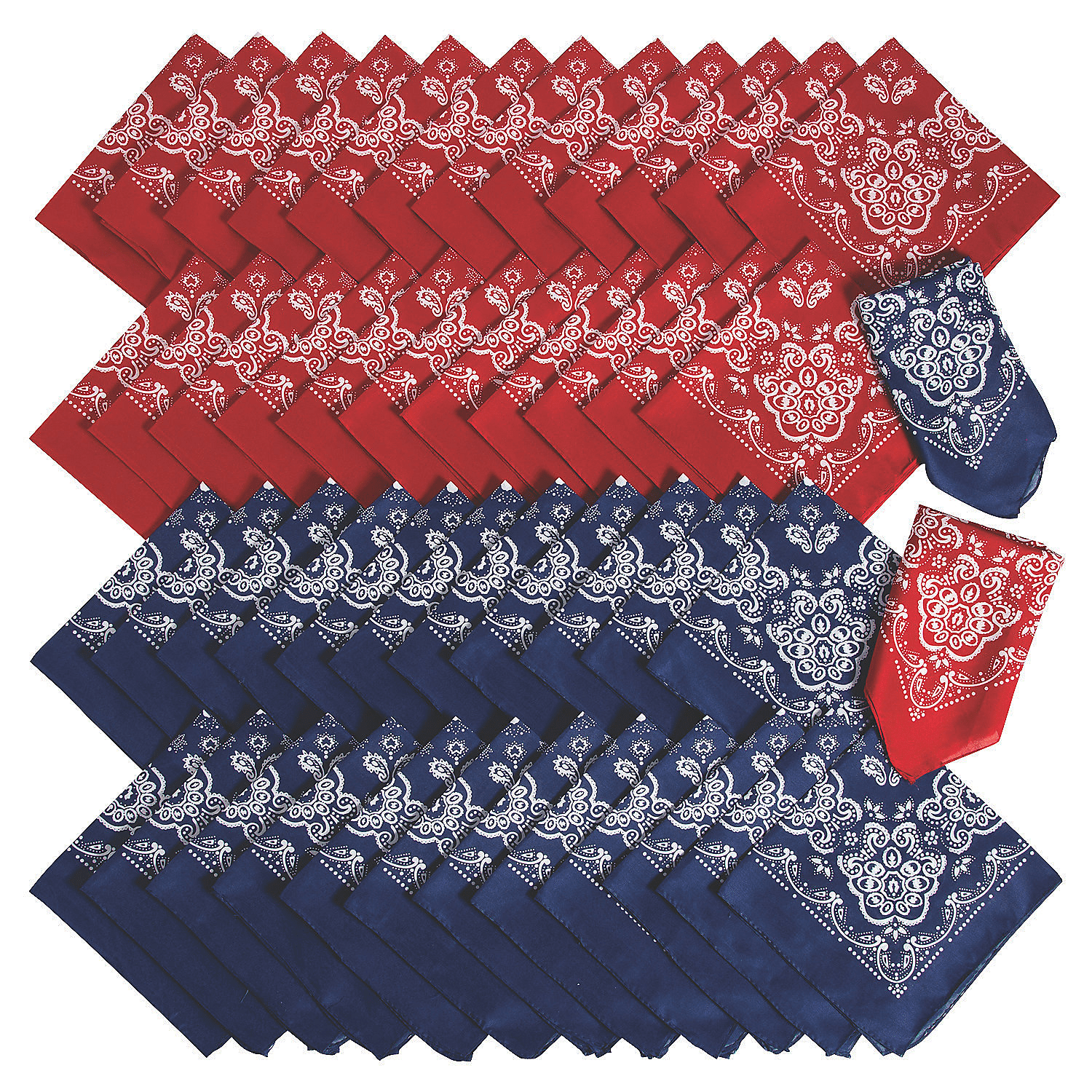 Fun Express Classic Polyester Western Style Bandanas – Red & Blue ...