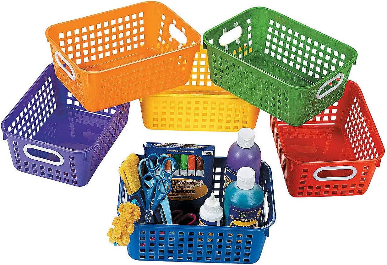 Fun Express Classroom Storage Tall Baskets W/Handles - 6 Pieces ...