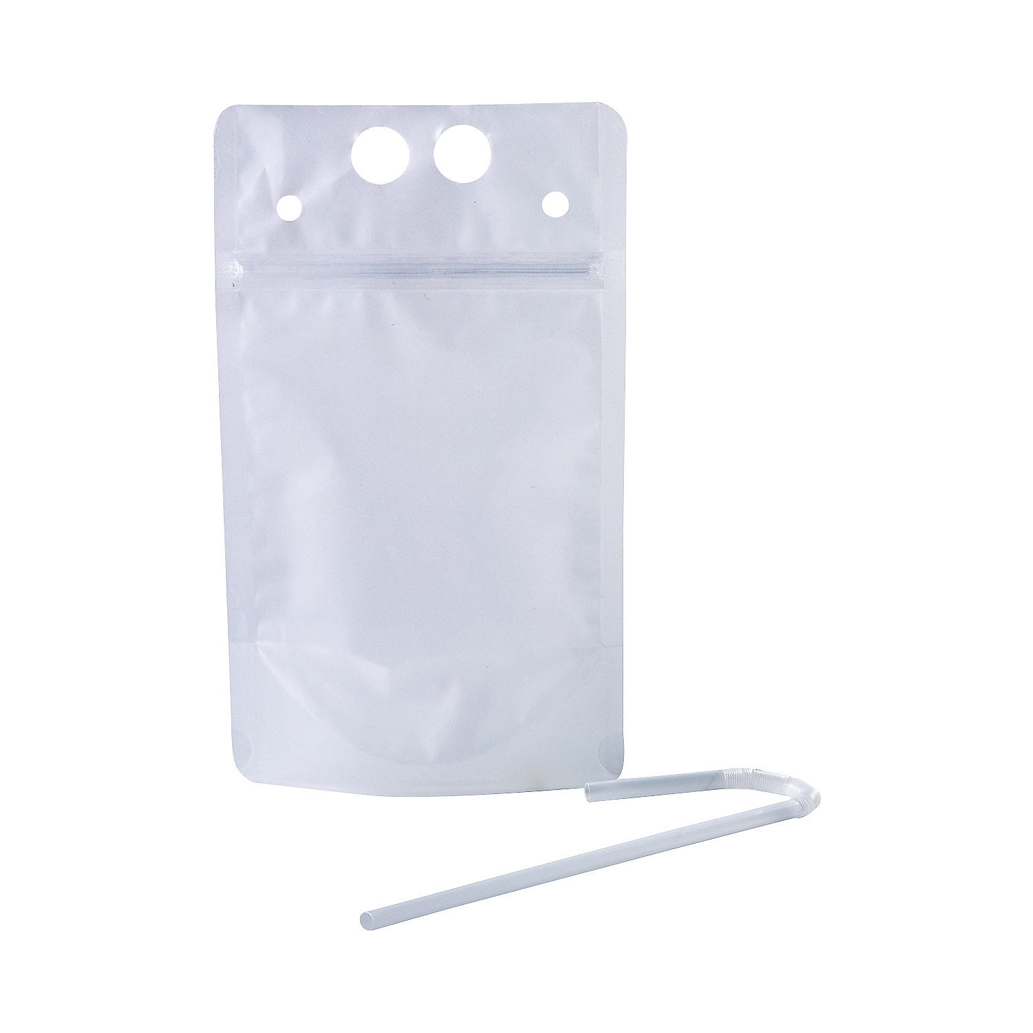 Fun Express Clear Collapsible Plastic Drink Pouches with Straws - 25 ...
