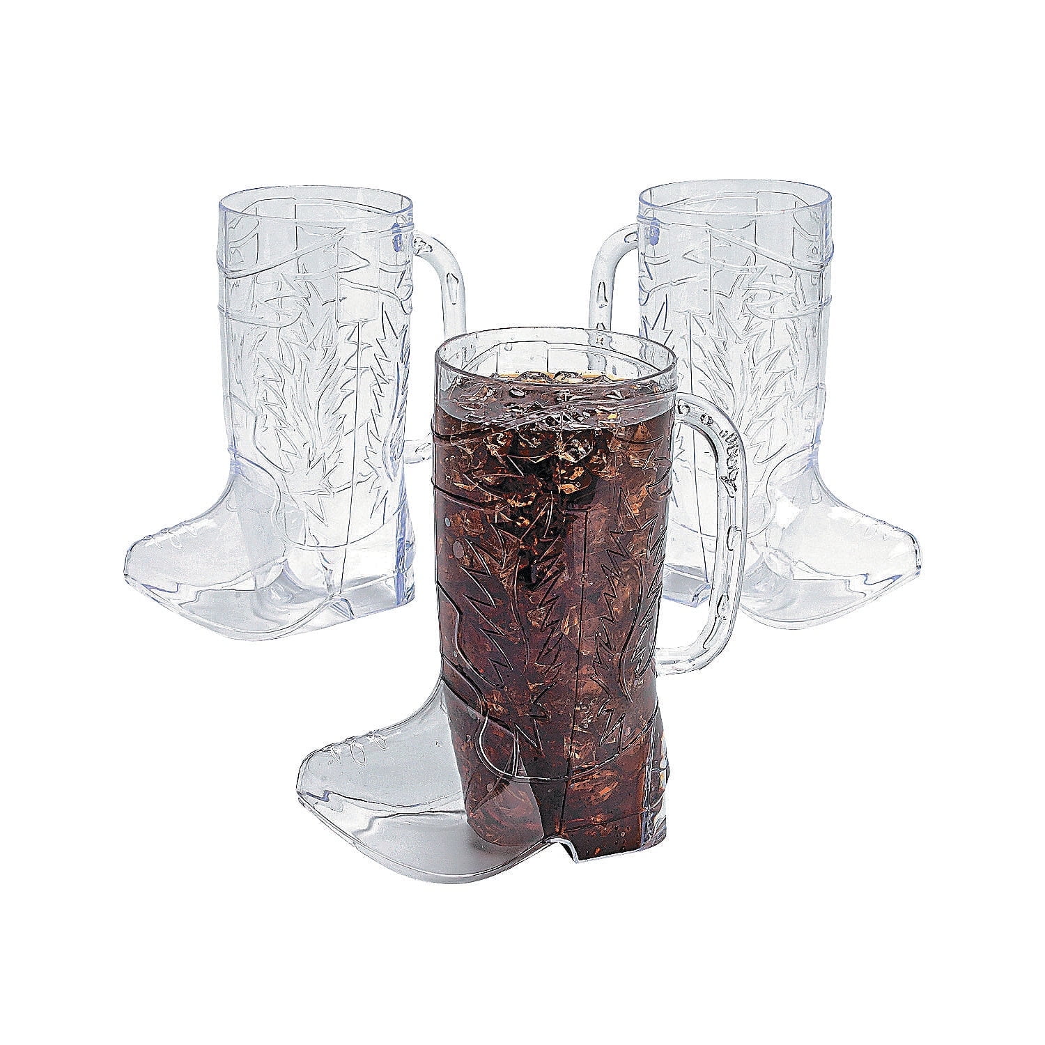 Fun Express Clear Cowboy Boot Mugs, 17oz Durable Plastic Drinkware ...