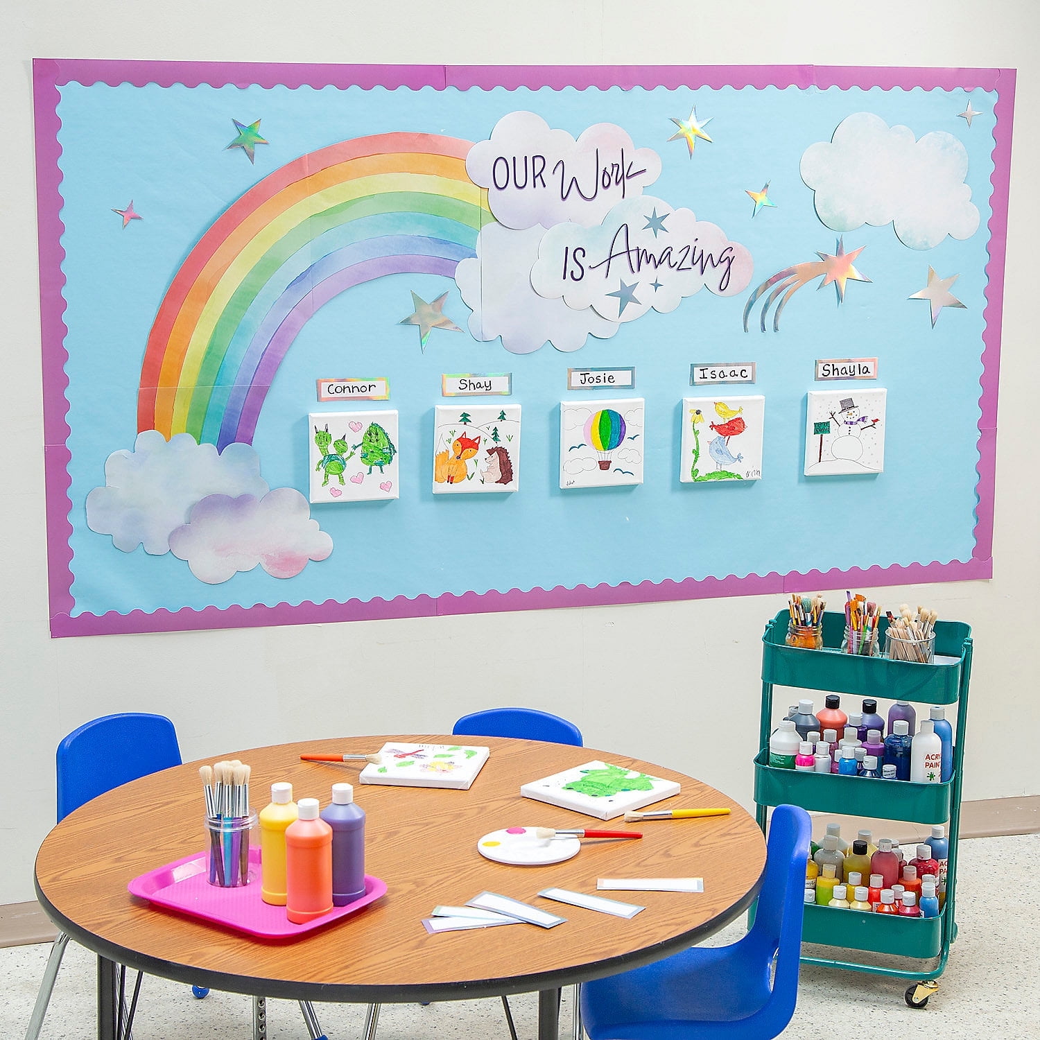 Fun Express Cloud 9 Wow Work Wall Classroom Bulletin Board Set - 49 ...