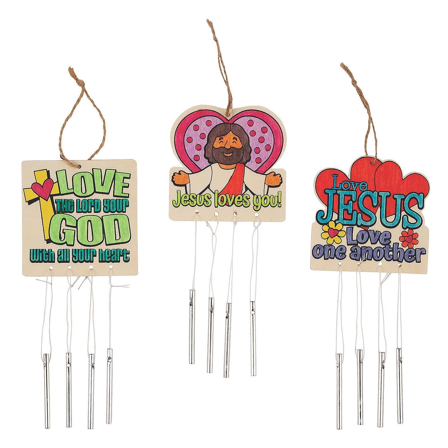Fun Express Color Your Own Jesus Loves You Wooden Wind Chimes Craft Kit ...