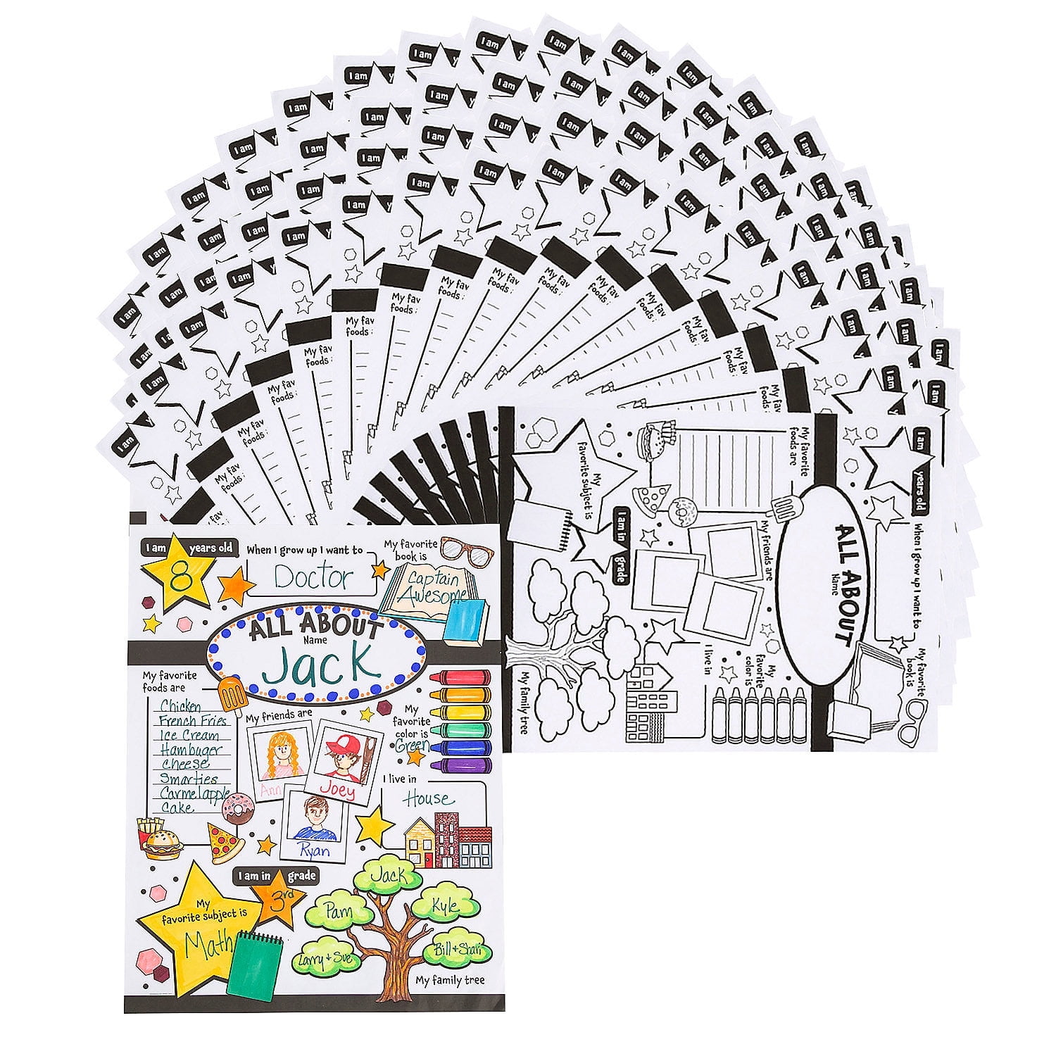 Fun Express Color Your Own All About Me Posters Bulk 150 Pc - Walmart.com