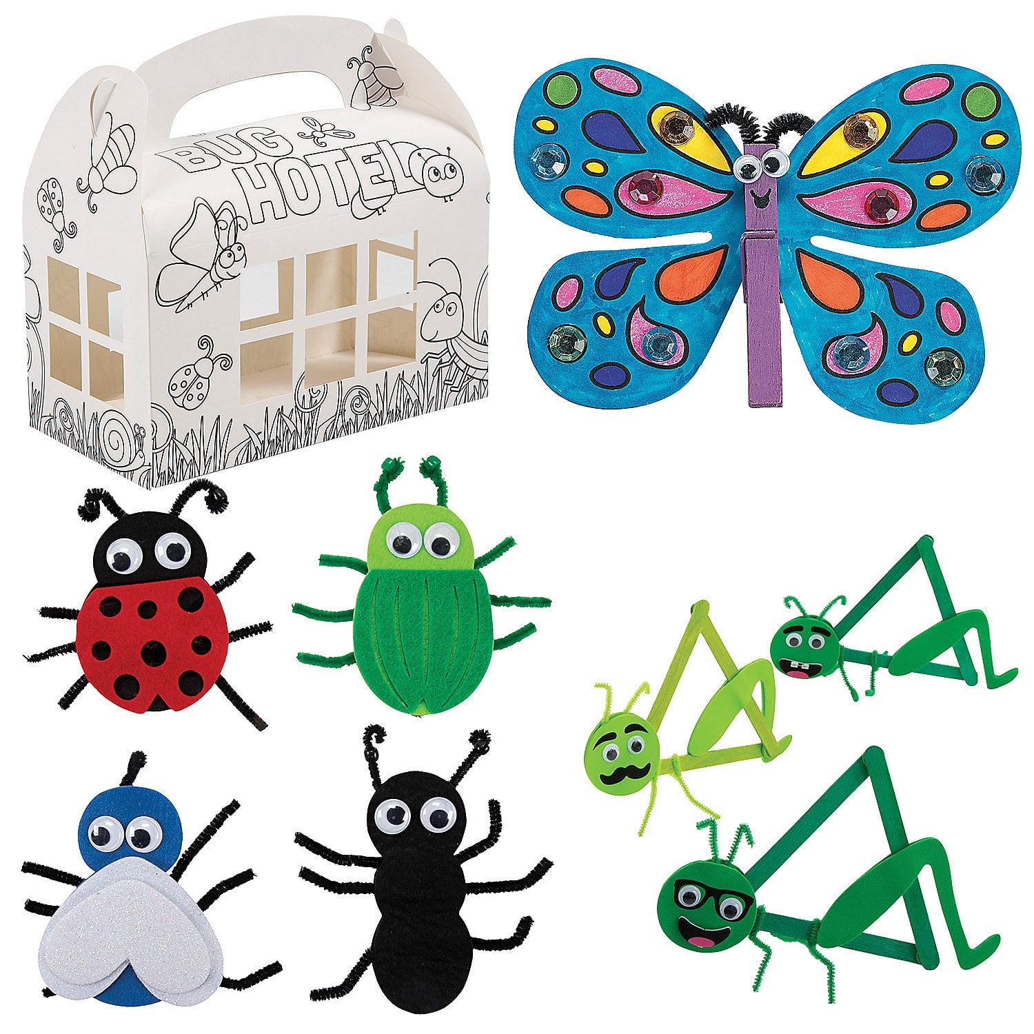 Fun Express Color Your Own Bug Hotel with Bugs Craft Kit for 12 - Makes ...