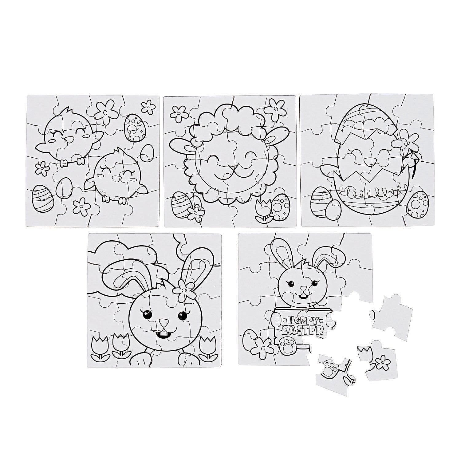 Fun Express Color Your Own Mini Easter Jigsaw Puzzles - Walmart.com