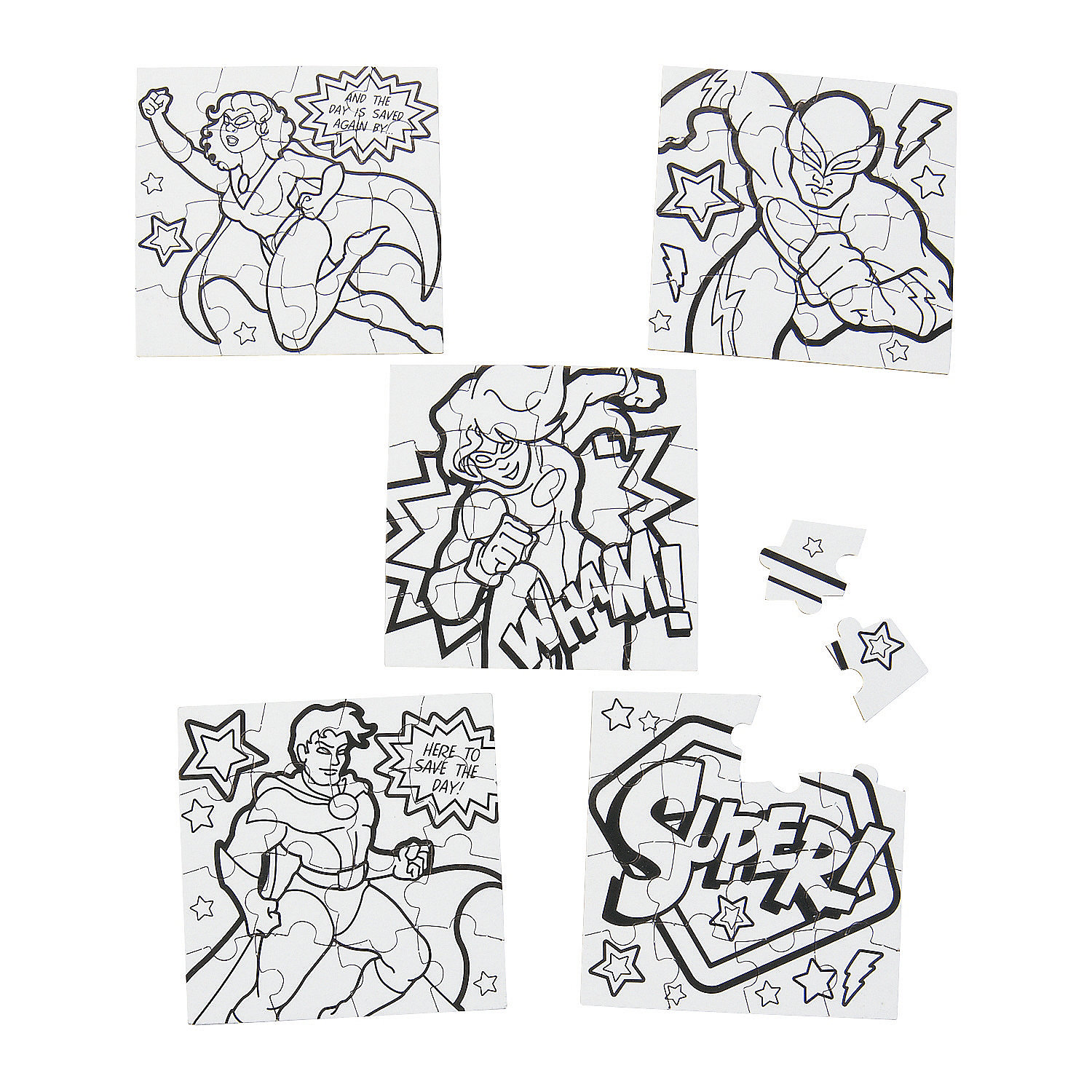 Fun Express Color Your Own Superhero Mini Jigsaw Puzzles - Walmart.com