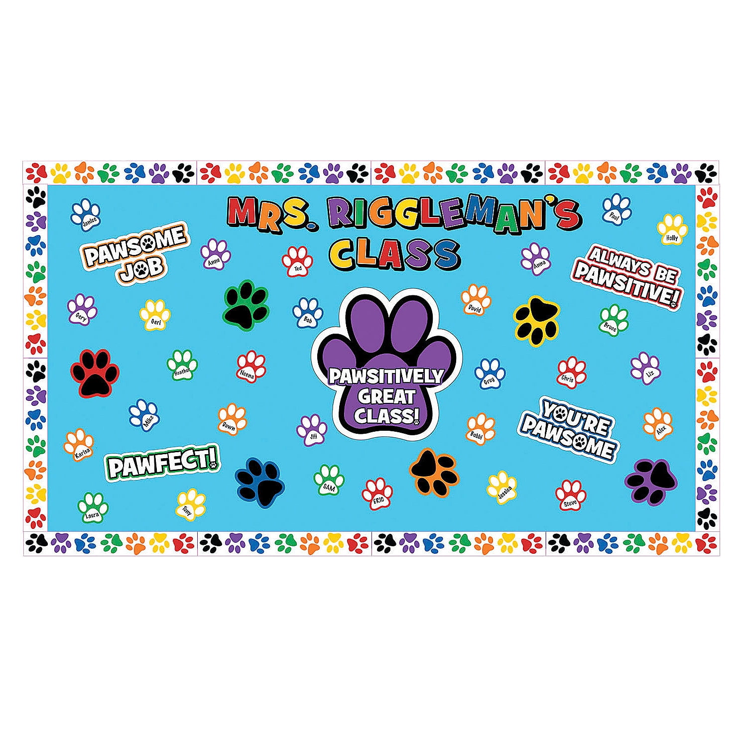 Fun Express Colorful Paw Print Classroom Bulletin Board Kit - 80 Pc ...