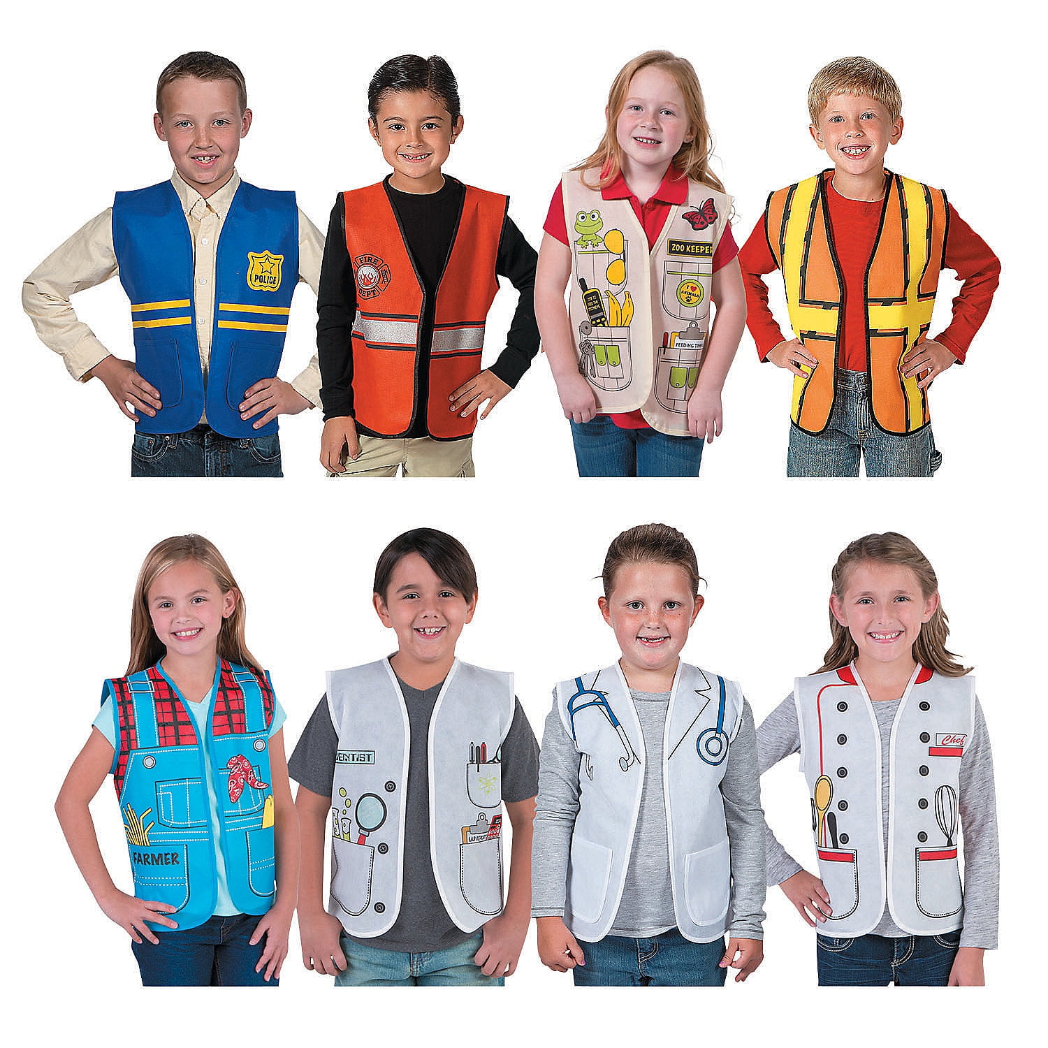 Community Helpers Kids Vest Assortment - Pretend School Play Learning ...