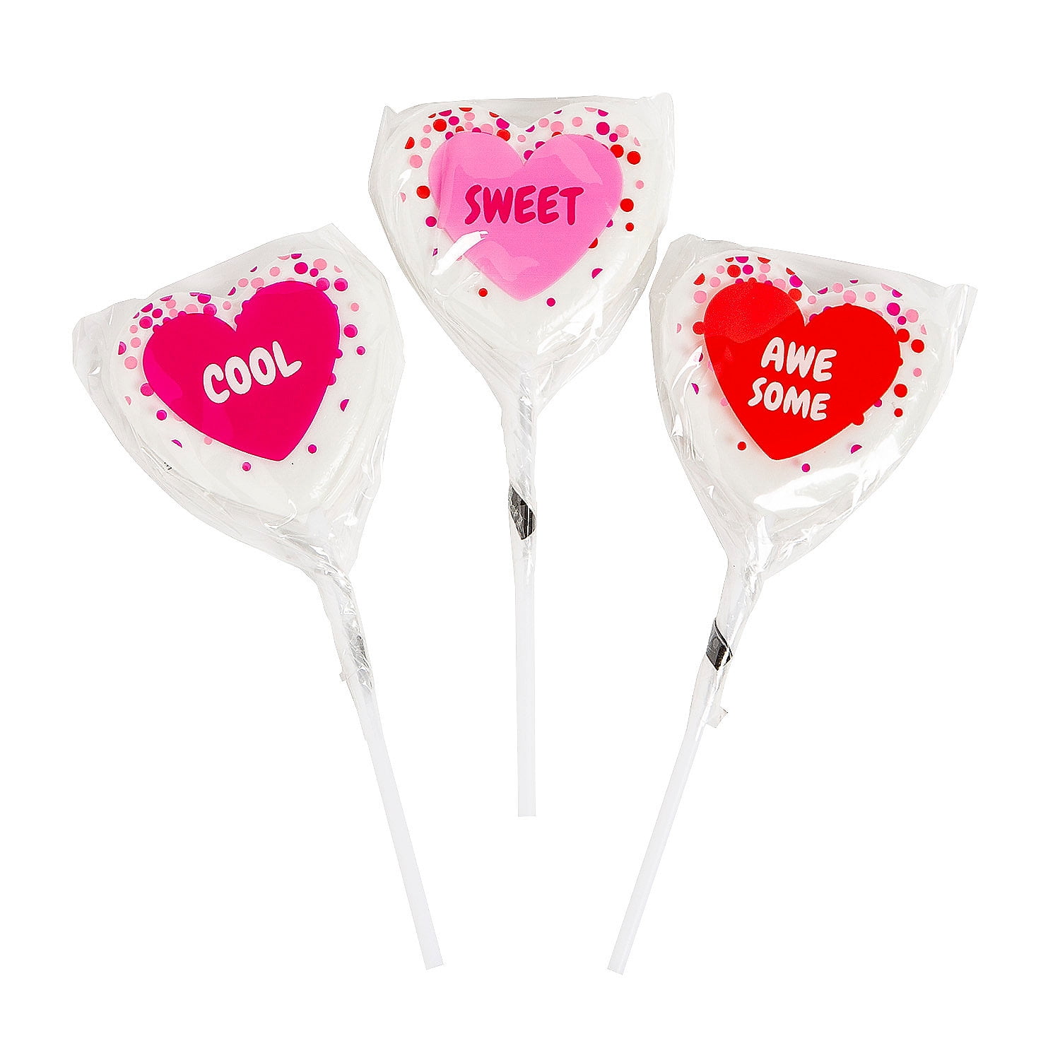 Fun Express Confetti Heart-Shaped Conversation Heart Lollipops - 12 Pc ...
