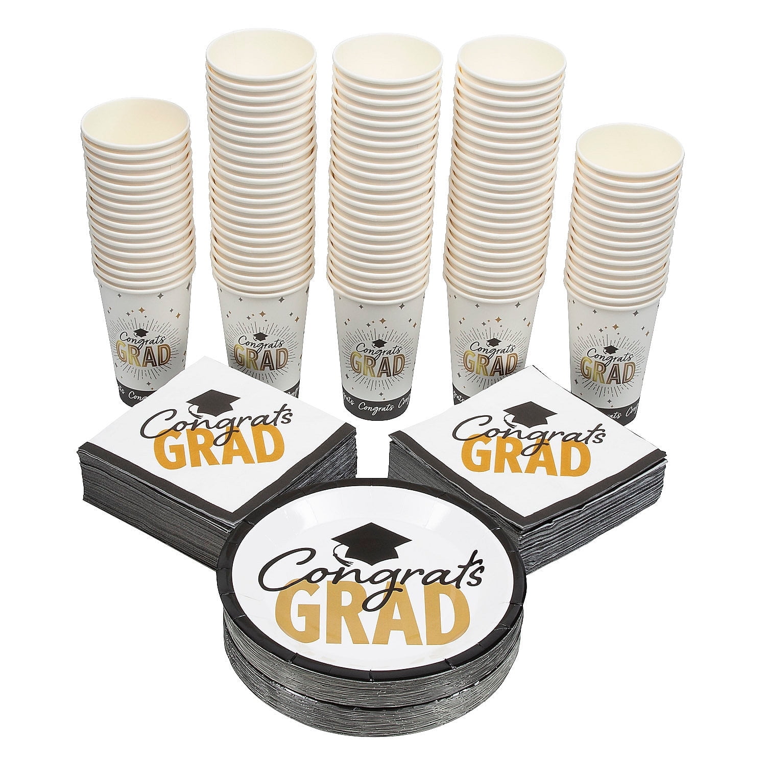 Fun Express Congrats Grad Disposable Tableware Kit for 100 Guests ...