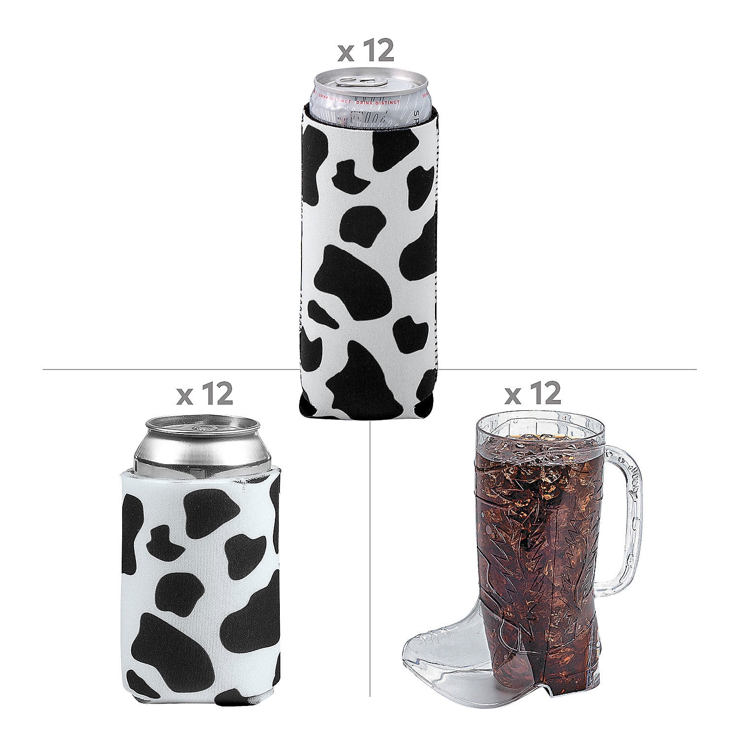 Fun Express Cowboy Boot Mugs & Cowprint Can Coolers Kit - 36 Pieces ...