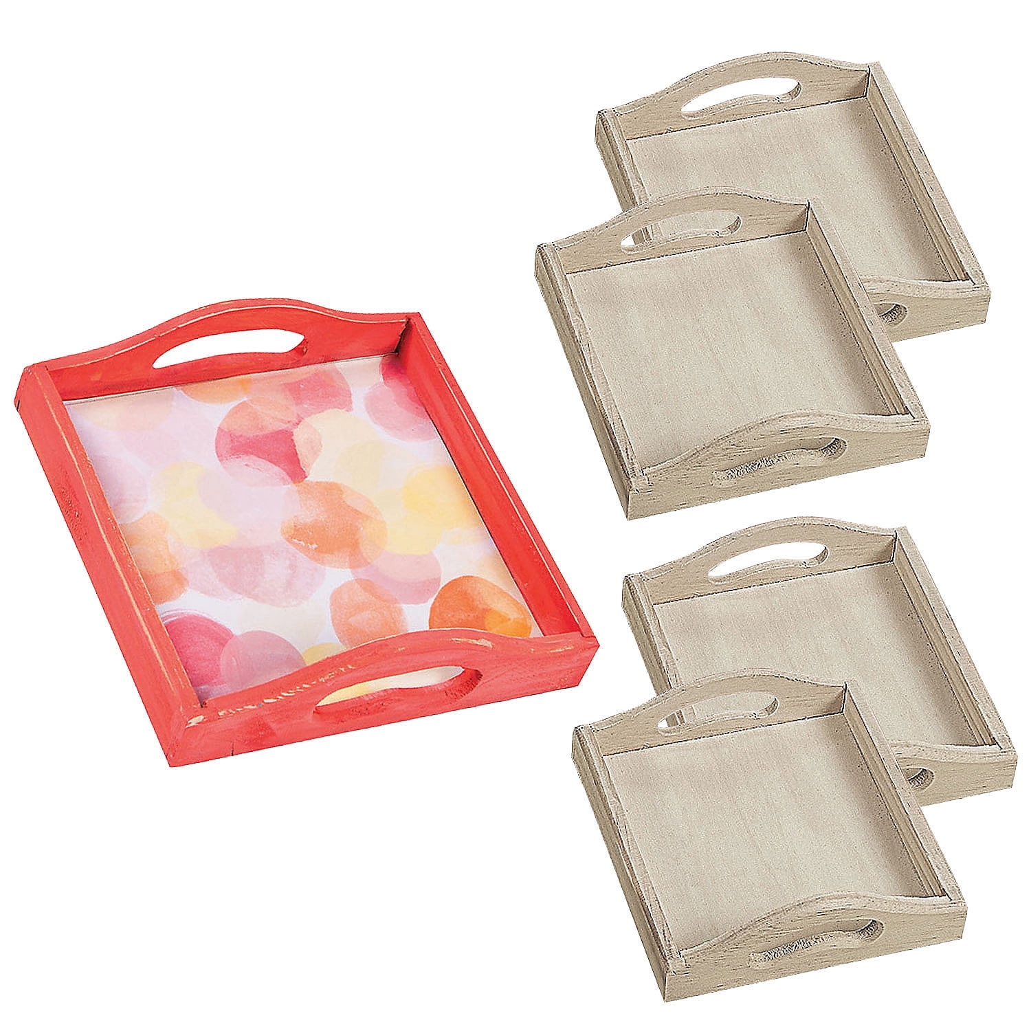 Fun Express DIY Small Unfinished Wood Trays - 4 Pc - Walmart.com