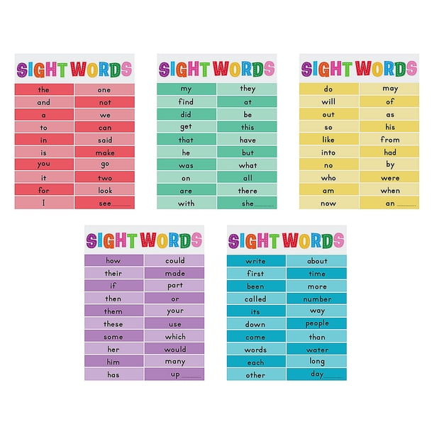 Fun Express Elementary Sight Words Classroom Poster Set - 5 Pieces - 16 ...