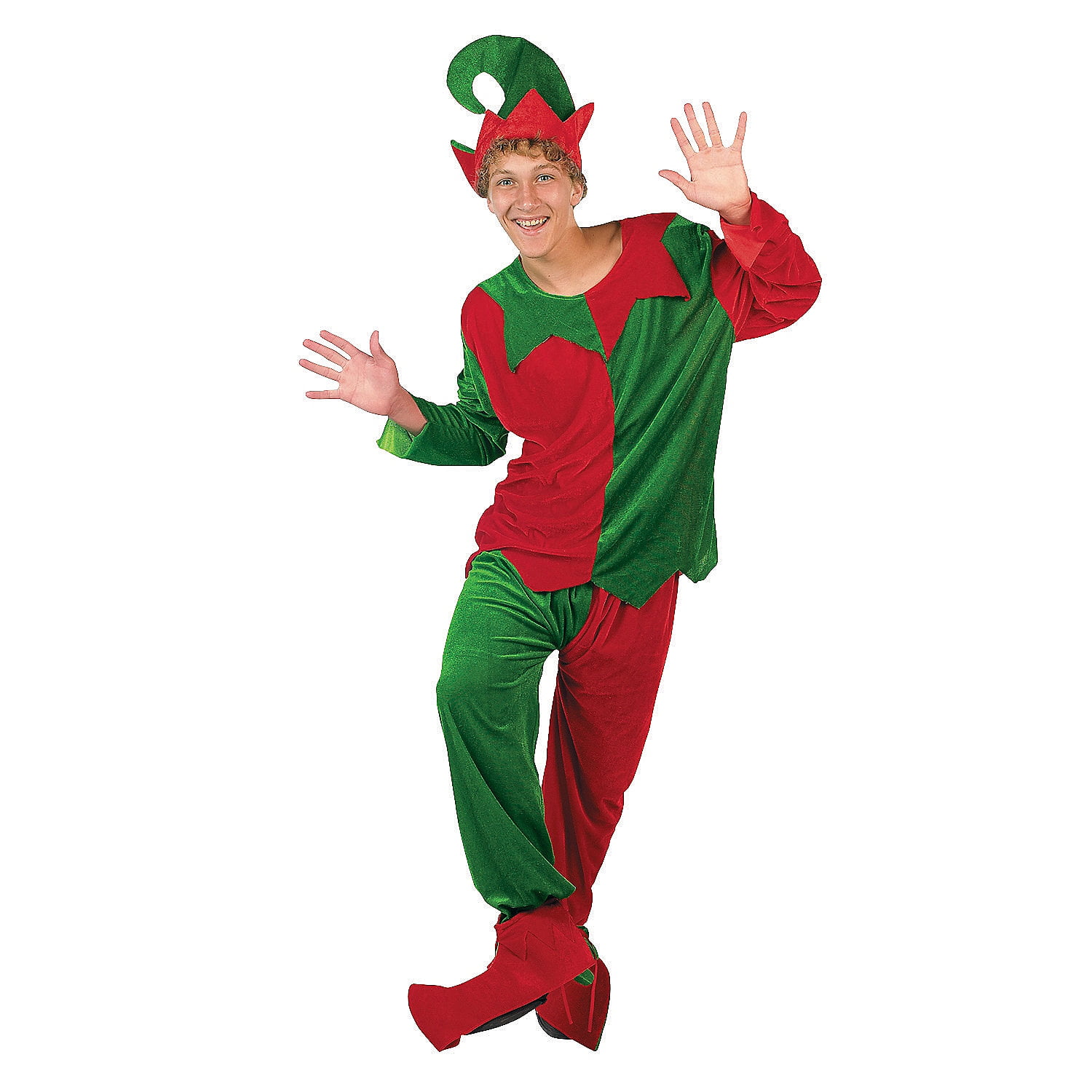 Fun Express Elf Costume for Men with Velour Tunic, Pants, Hat, Shoe ...