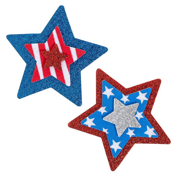 Fun Express Felt Patterned Patriotic Star Magnet Craft Kit - Makes 12 ...