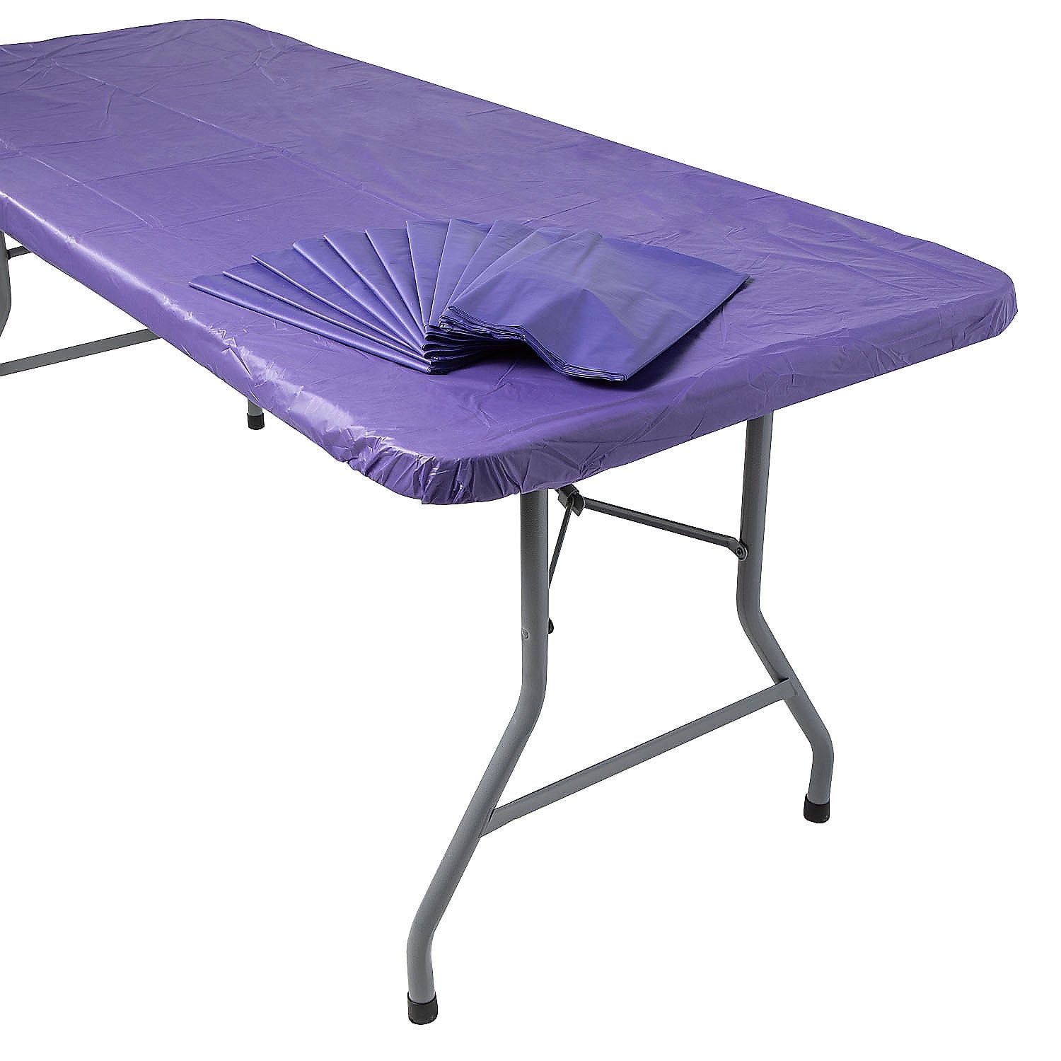 Fun Express Fitted Plastic Tablecloths Purple 8 Ft Bulk 12 Pc - Walmart.com