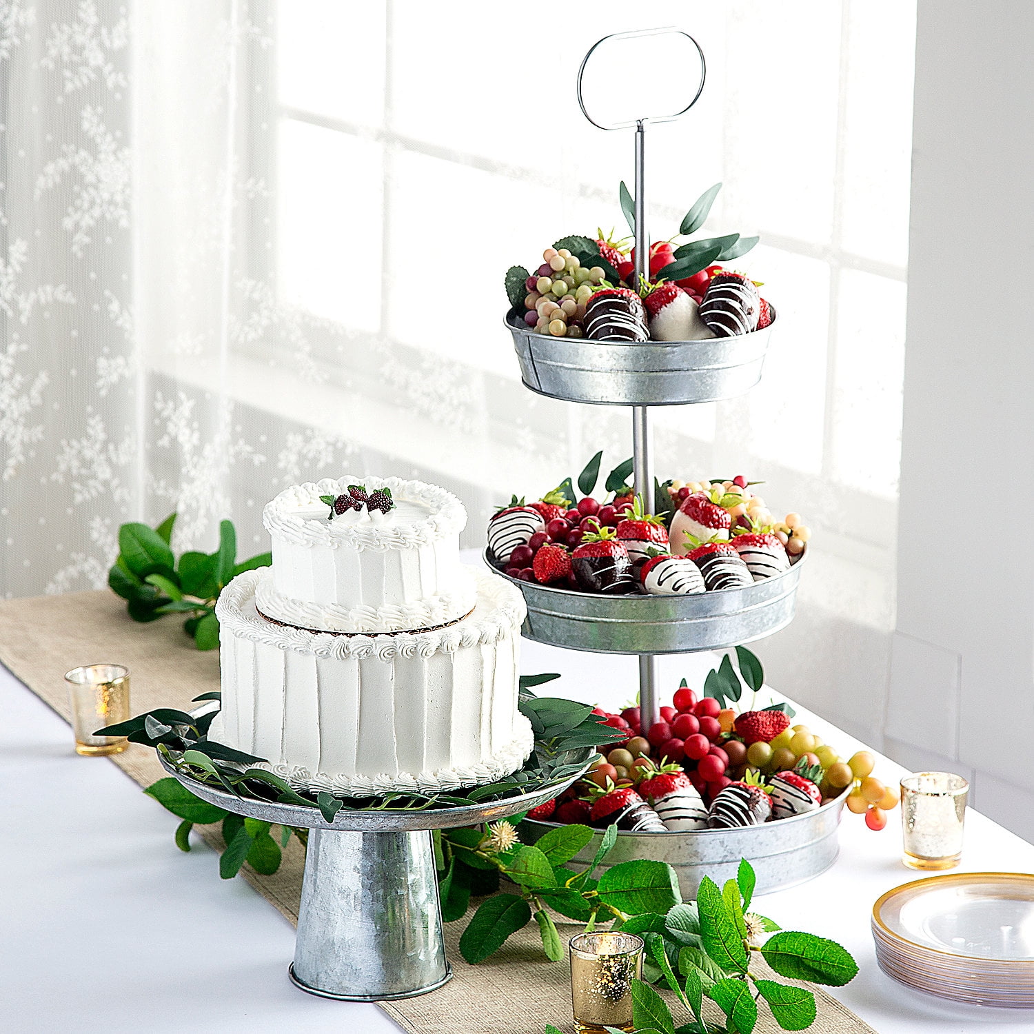 Fun Express Galvanized Cake Stand & Treat Stand Kit 3 Pieces - Walmart.com