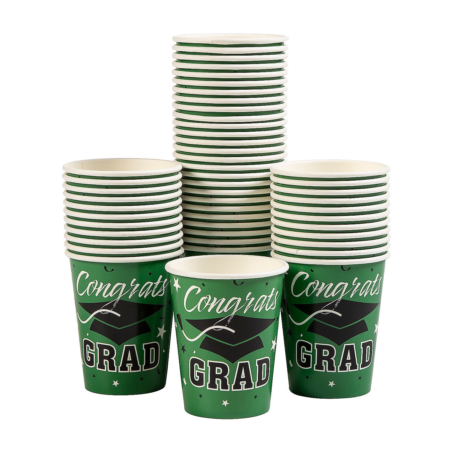 Fun Express Graduation Party Congrats Grad & Cap Paper Cups Green ...