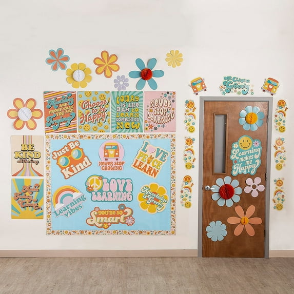 Fun Express Groovy Retro Classroom Decorating Kit, 47 Pieces, Cutouts ...