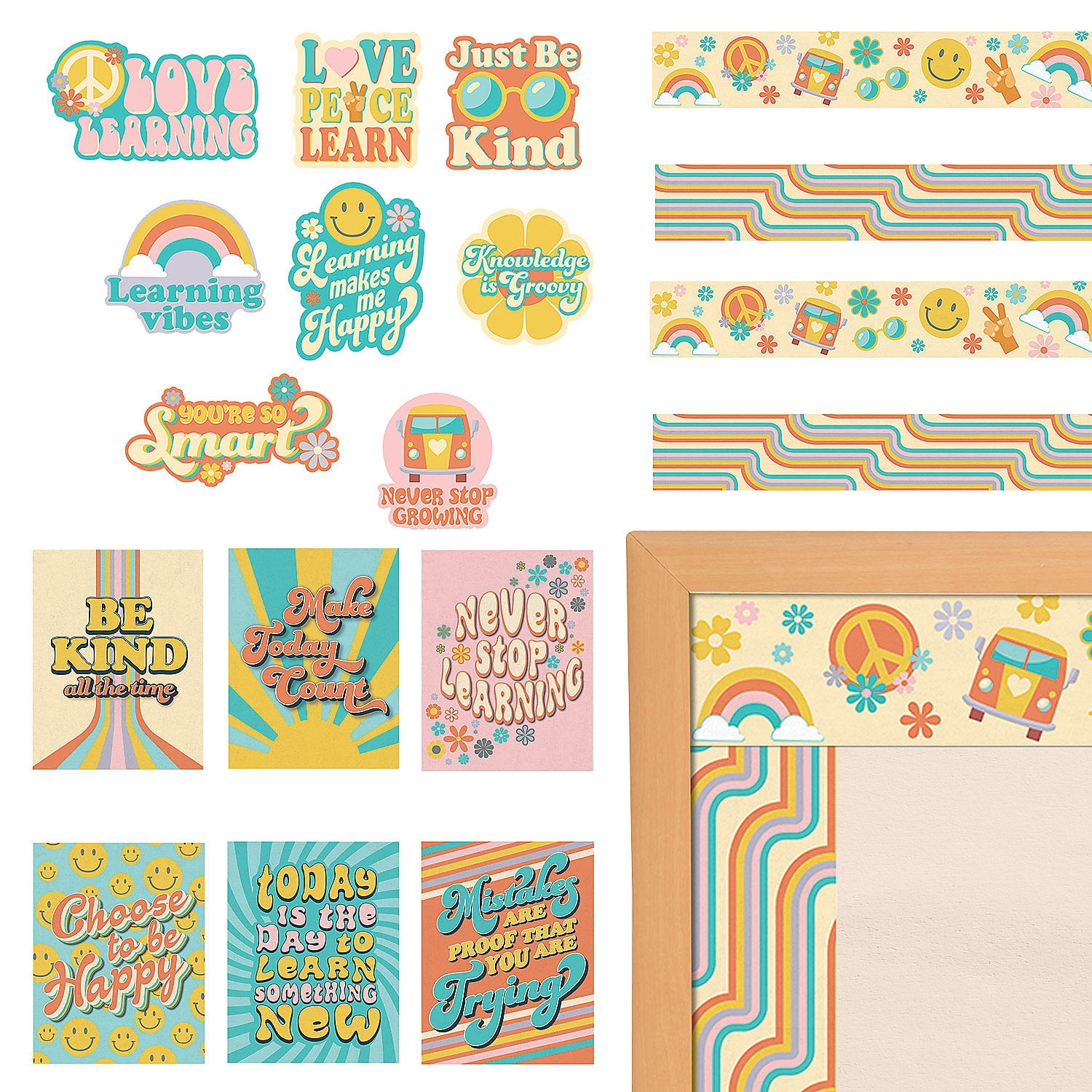 Fun Express Groovy Double-Sided Classroom Bulletin Board Kit - 26 Pc ...