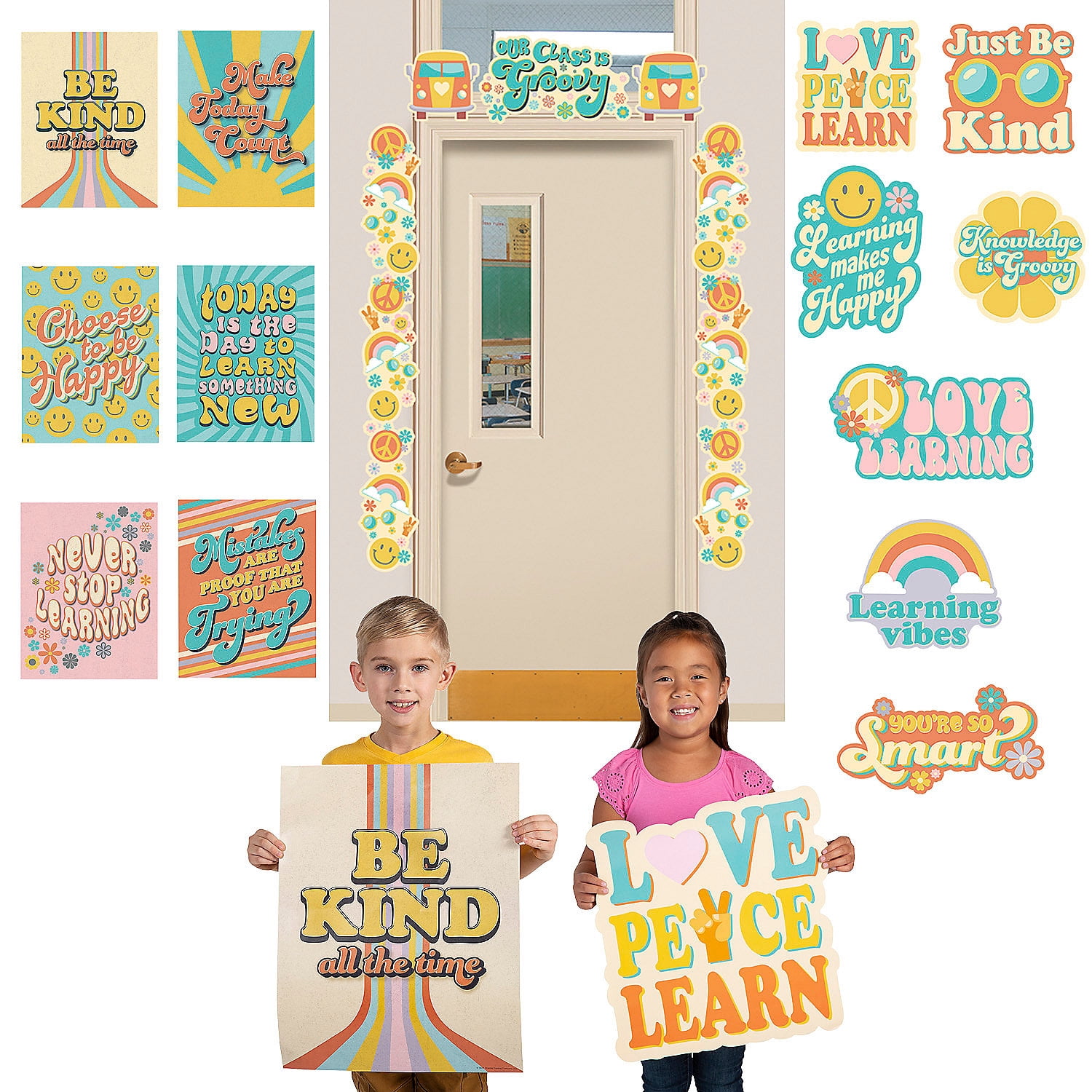 Fun Express Groovy Multicolor Cardstock Classroom Decorating Kit – 23 ...