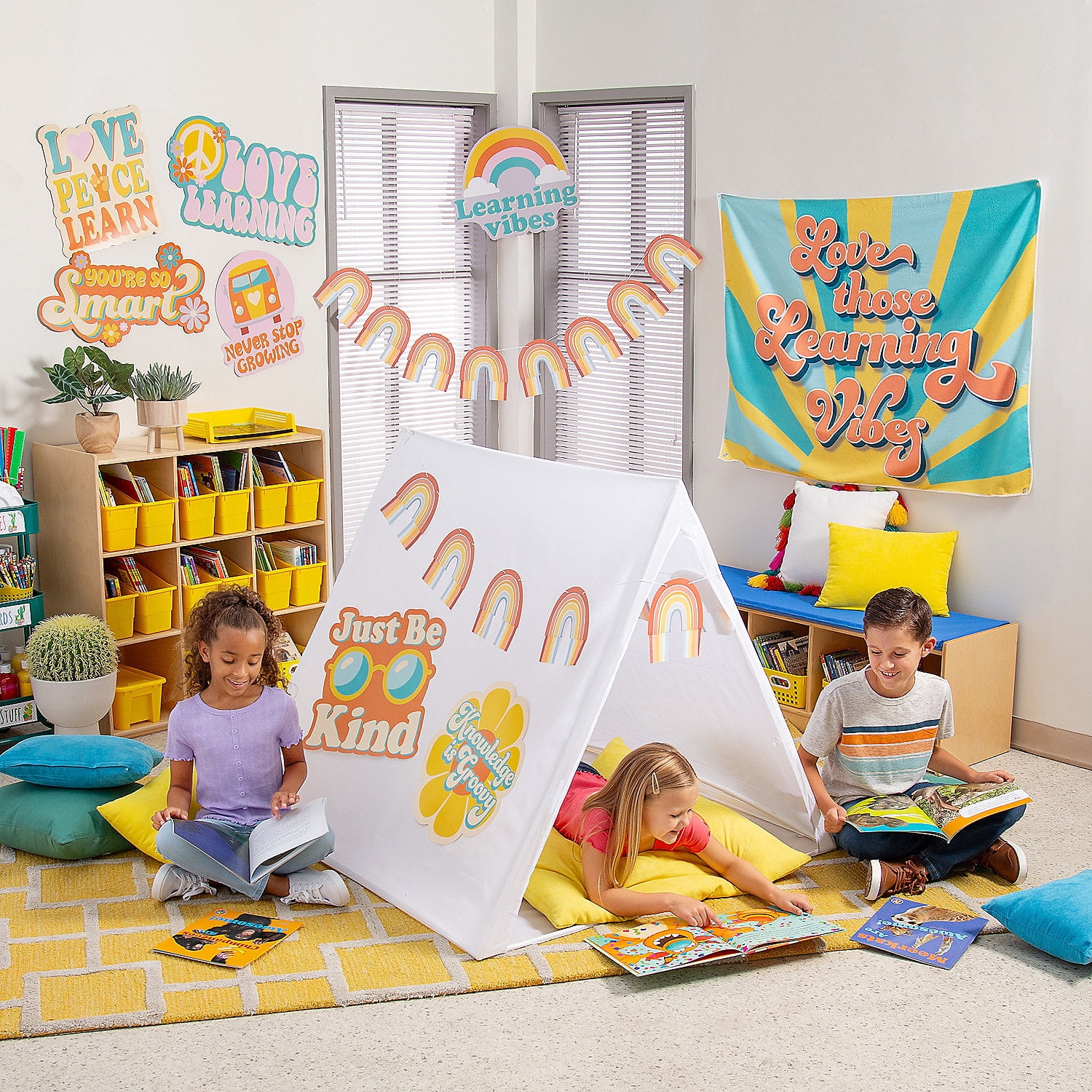 Fun Express Groovy Reading Corner Tent Kit - 12 Pieces - Walmart.com