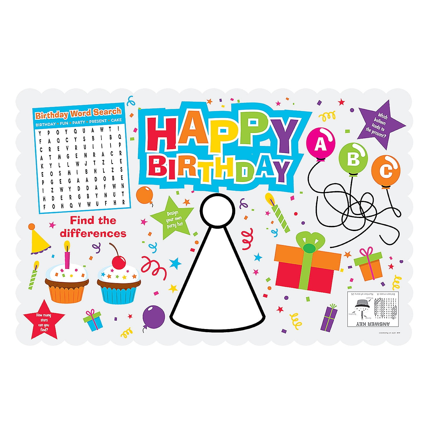 Fun Express Happy Birthday Activity Placemats - 12 Pc - Walmart.com