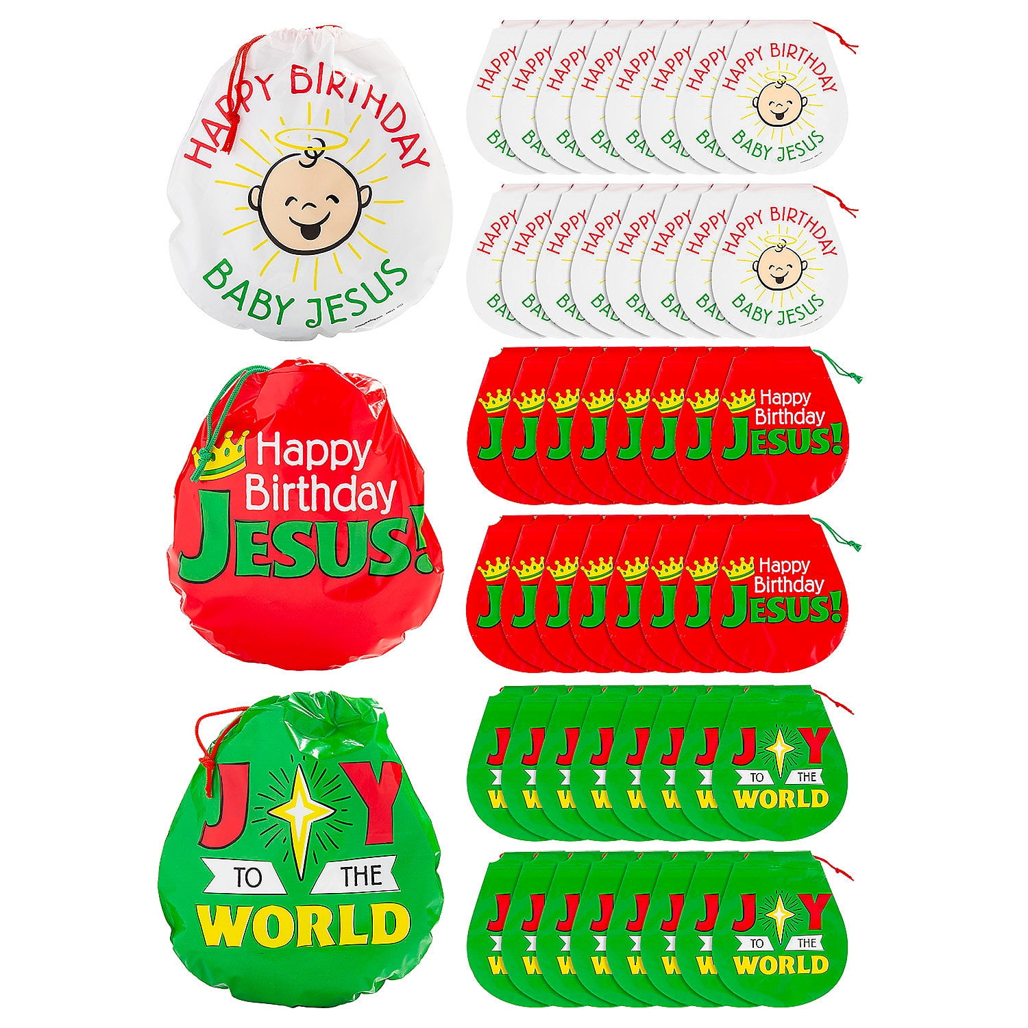 Fun Express Happy Birthday Jesus Plastic Drawstring Goody Bags Bulk 72 ...