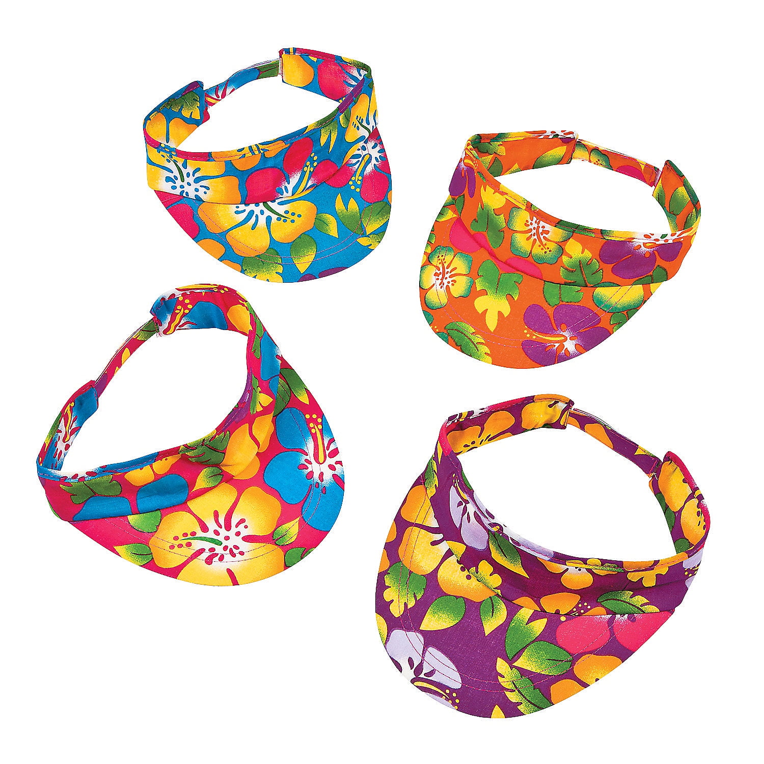 Fun Express - Hibiscus Print Luau Visors for Party - Apparel ...