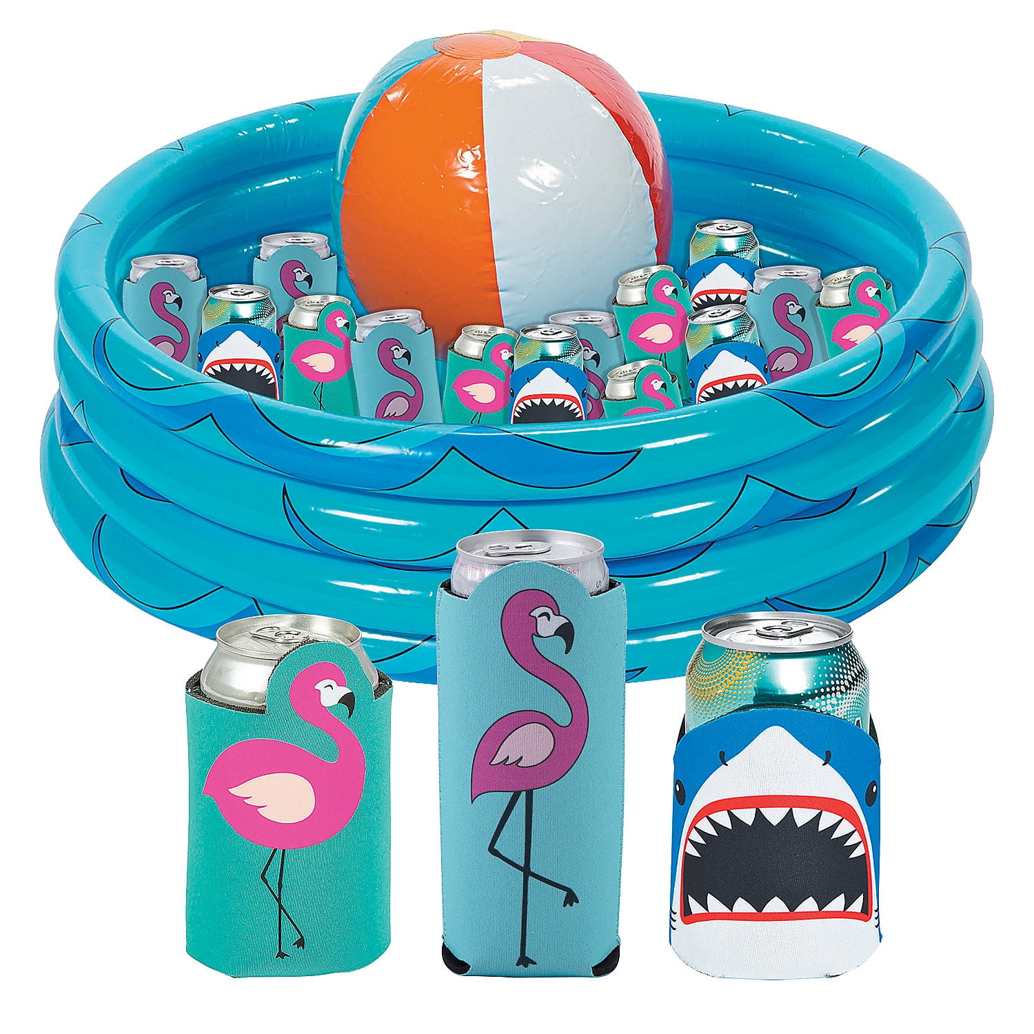 Fun Express Inflatable Beach Drink Cooler with Can Coolers Party Kit 49 ...