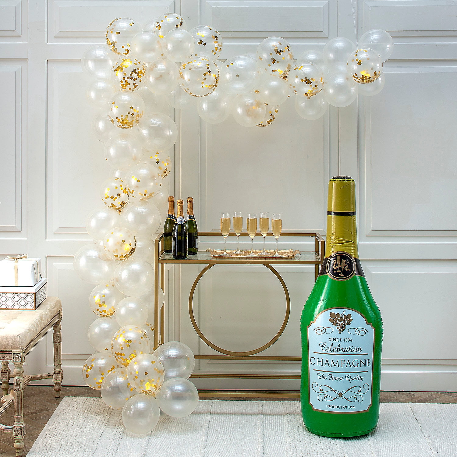 Fun Express Inflatable Champagne Bottle with Balloons Decorating Kit ...