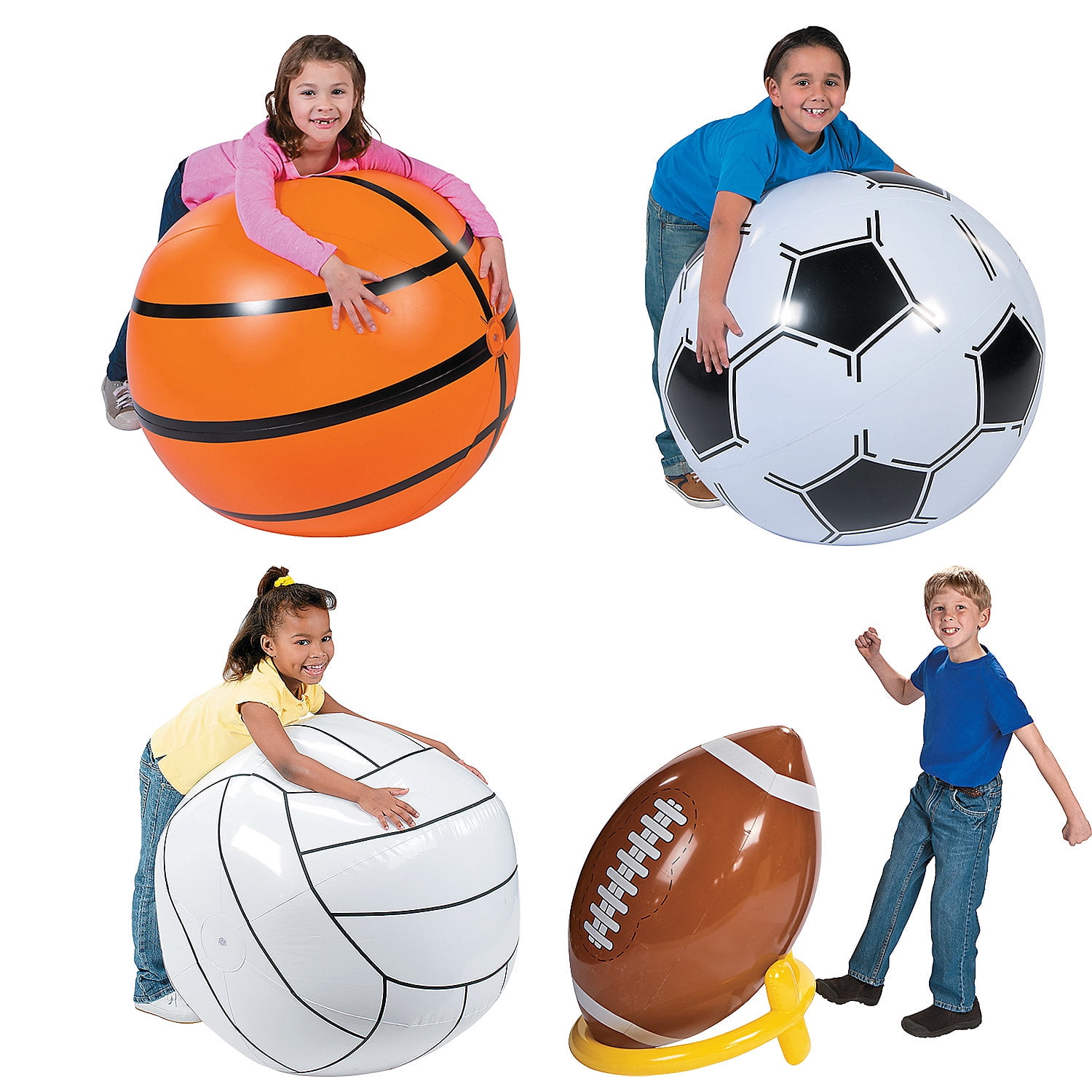 Fun Express Inflatable Jumbo Sports Ball Assortment Kit - 4 Pieces ...