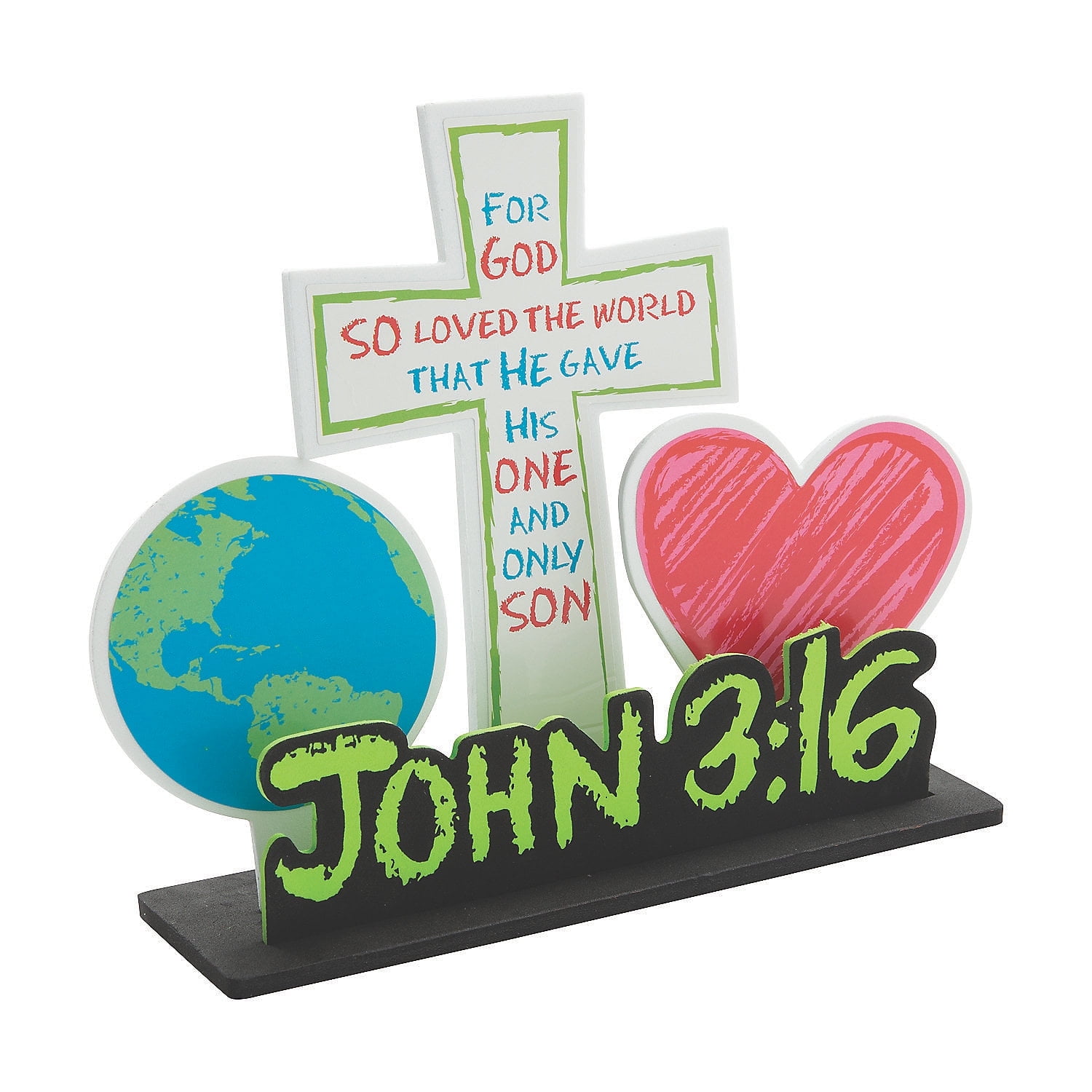 Fun Express John 3:16 Stand-Up Craft Kit – DIY Religious Party Activity ...