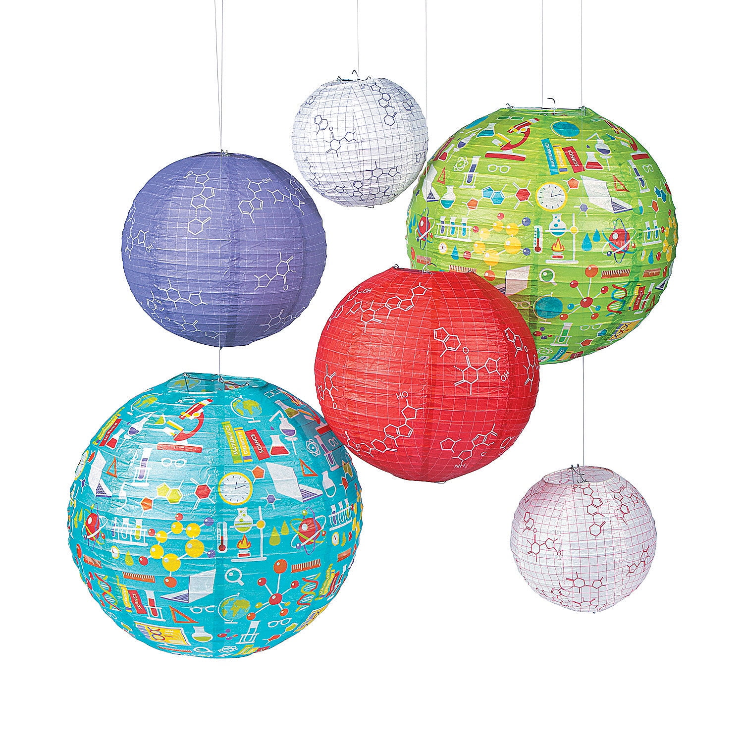 Fun Express Jumbo Science Party Paper Lanterns - Bright and Colorful ...