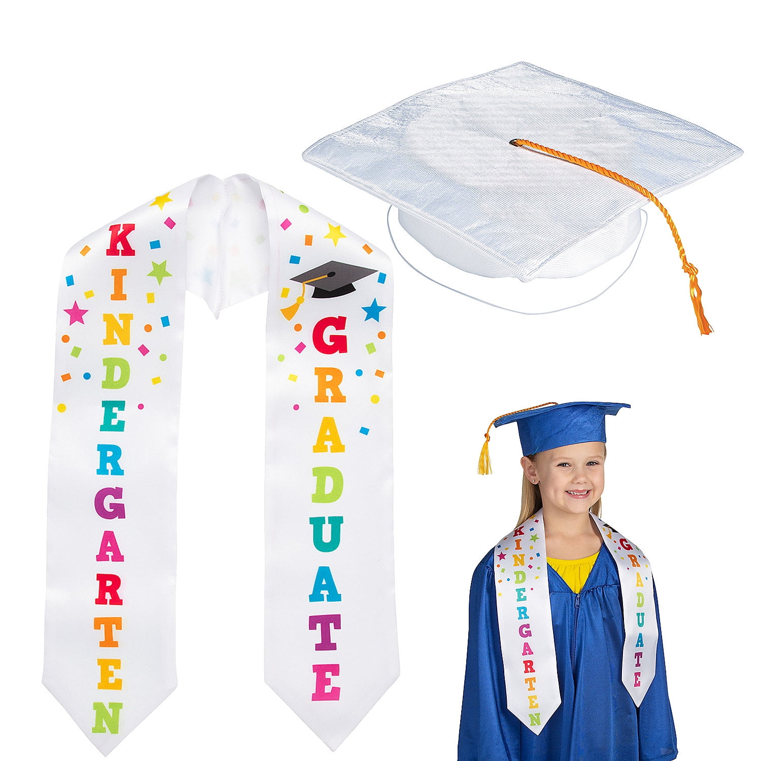 Fun Express Kindergarten Graduation Hat & Stole Kit 2 Pieces - Walmart.com