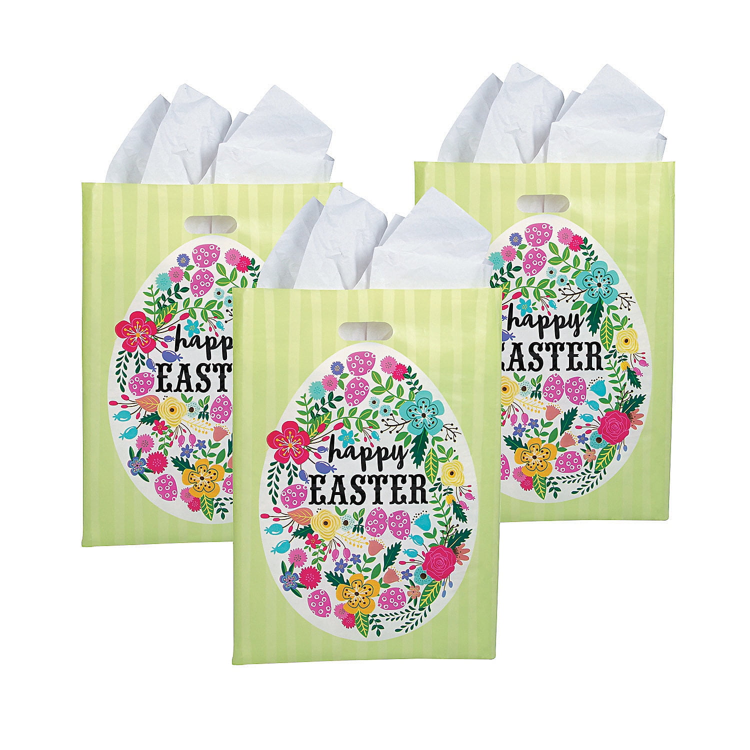Fun Express Large Easter Plastic Goody Bags, Floral - 50 Count ...