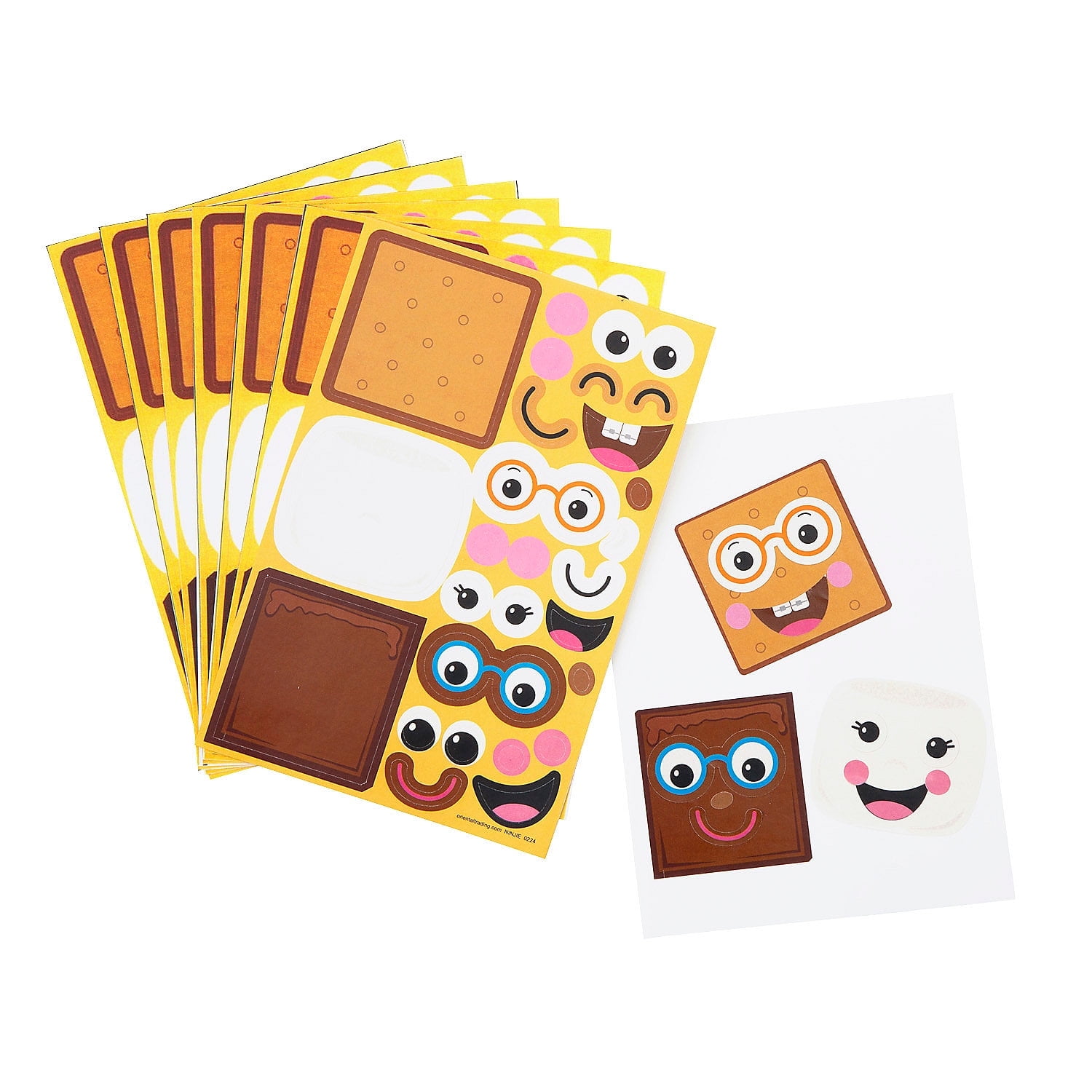 Fun Express Make-a-S'more Face Sticker Sheets - Creative Peel and Stick ...