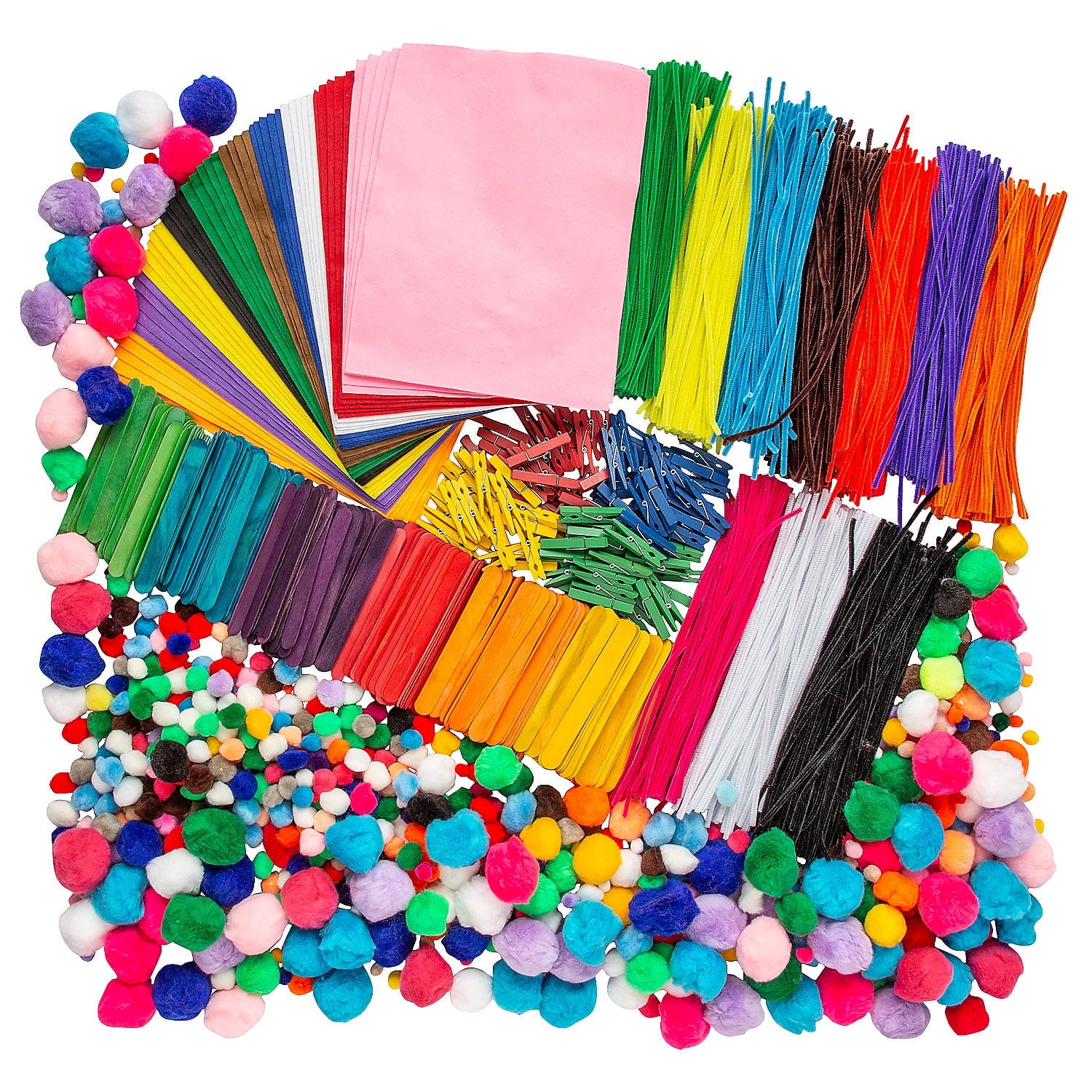 Fun Express Makerspace Rainbow Craft Supplies Assortment - Bulk 2000 Pc ...