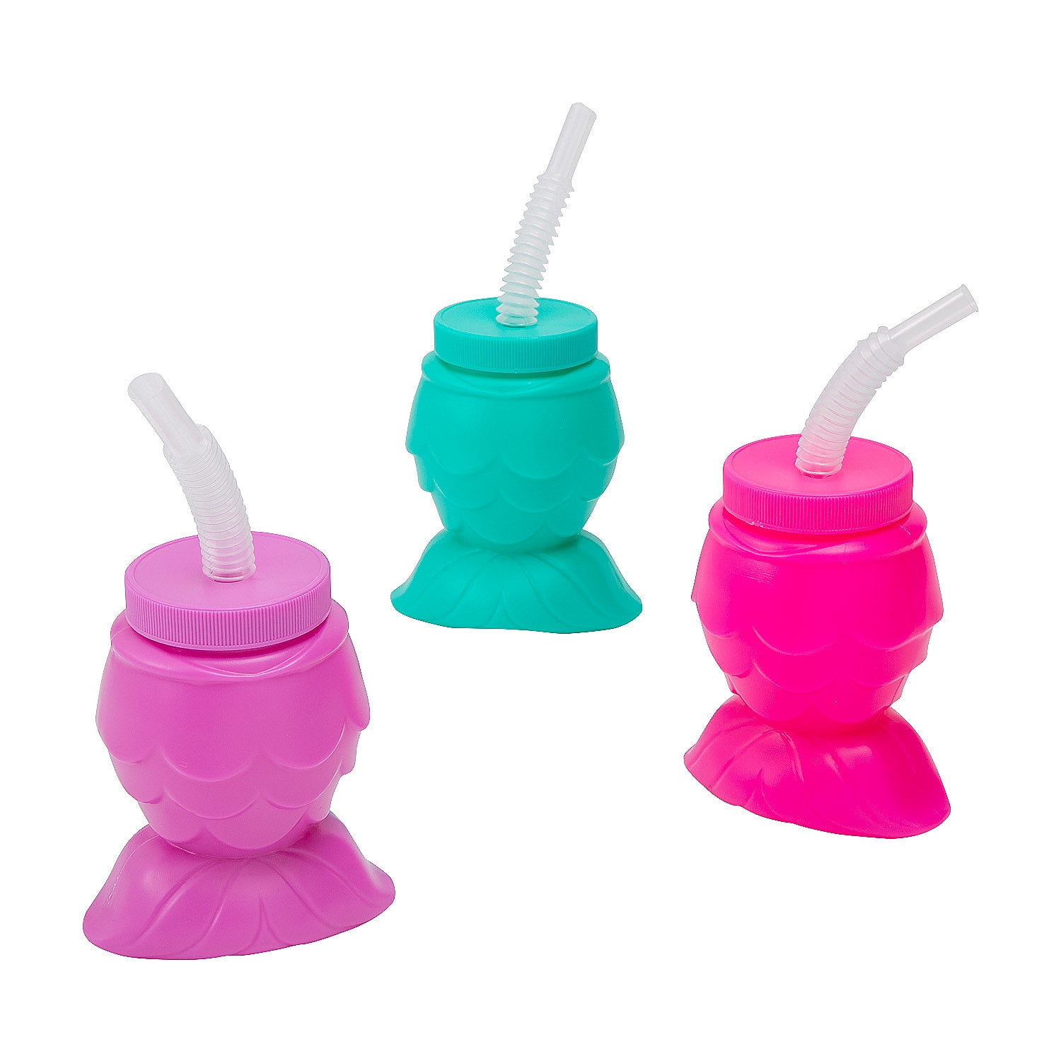 Fun Express Mermaid Cups with Lids & Straws - 12 Pc - Walmart.com