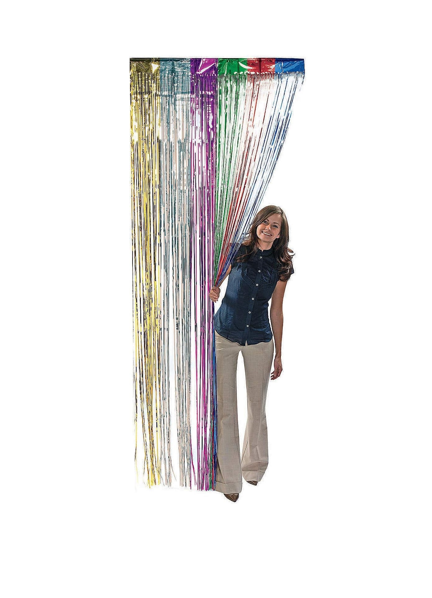 Fun Express Metallic Rainbow Fringe Curtains for Party (1 Piece) Party ...