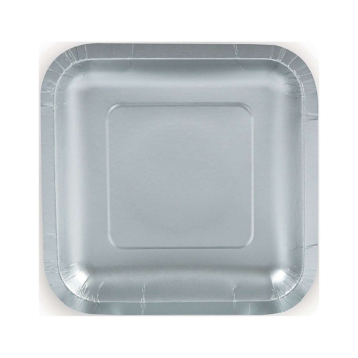 Fun Express Metallic Silver Square Paper Dessert Plates - 24 Ct ...