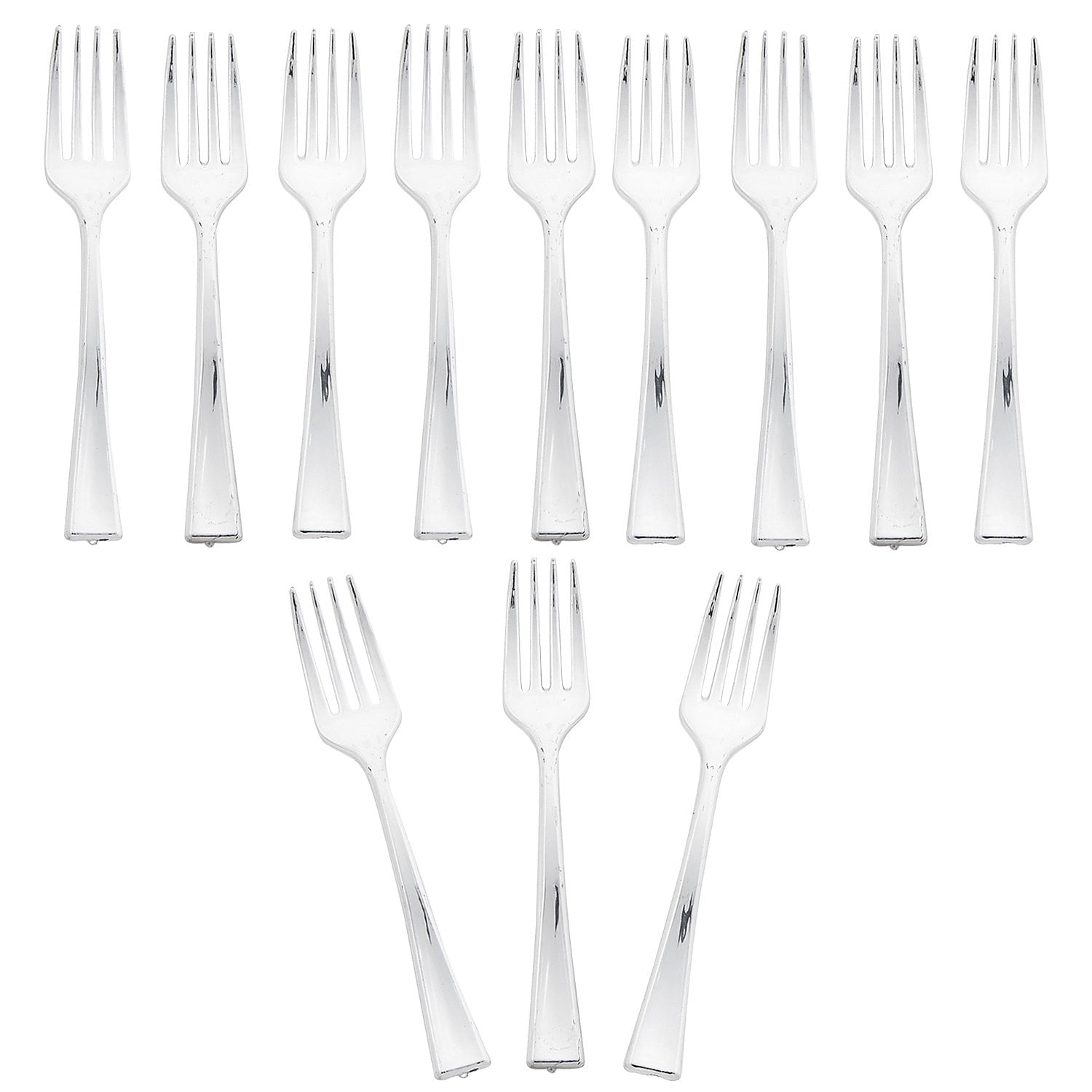 Fun Express Mini Metallic Silver Disposable Plastic Forks 4" - Mega ...