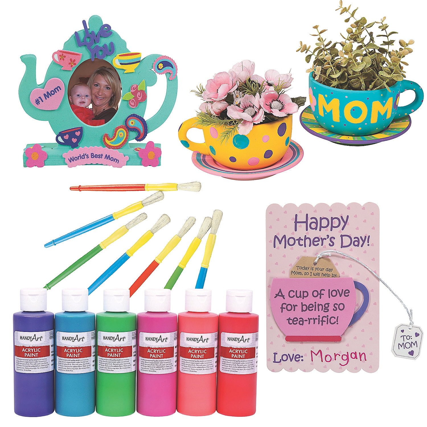 Fun Express Mother’s Day Tea Craft Kit, Makes 36, Kids Activity, Paint ...