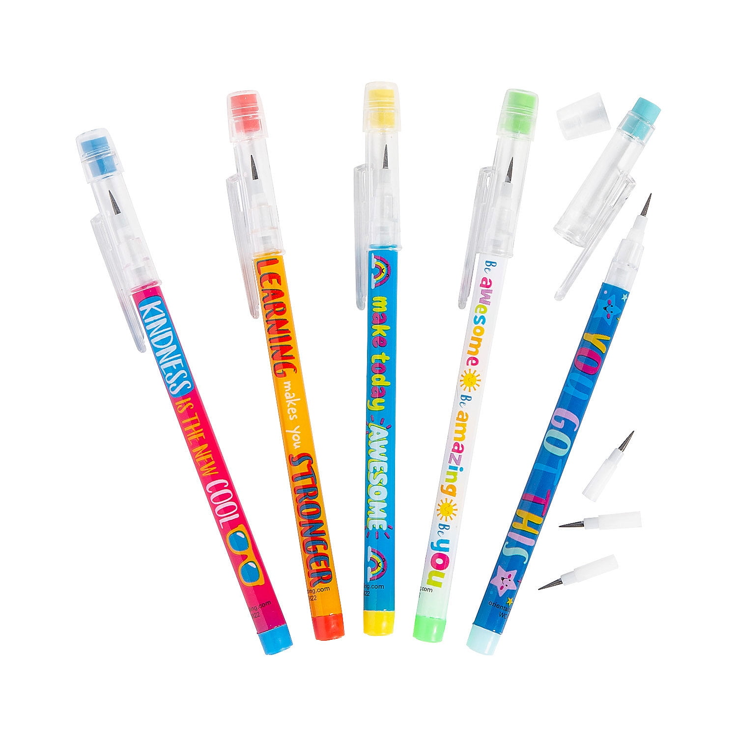 6" Bulk 50 pieces Motivational Plastic Stacking Point Pencil Assortment ...
