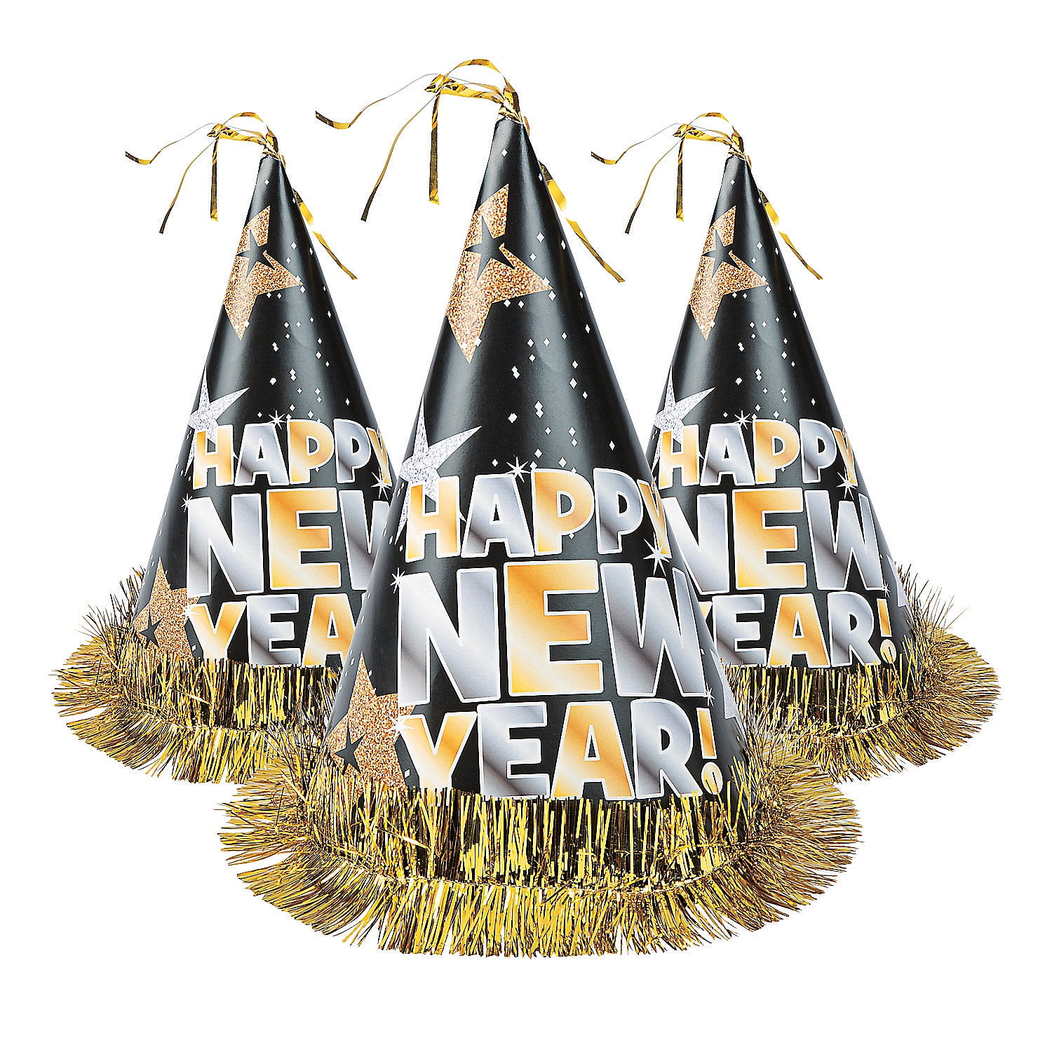 Fun Express Happy New Year Paper Cone Party Hats, Multi-color, 12 Count ...