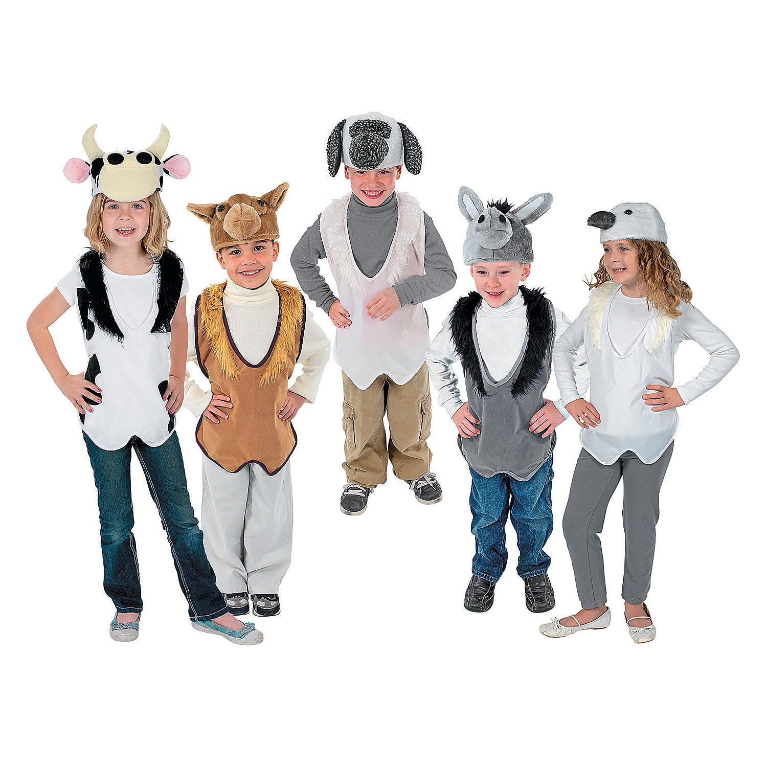 Kids Nativity Costume Animal Slip-On Vest & Hat Sets for Children's ...